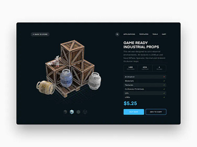 Video game asset product page by Denis on Dribbble