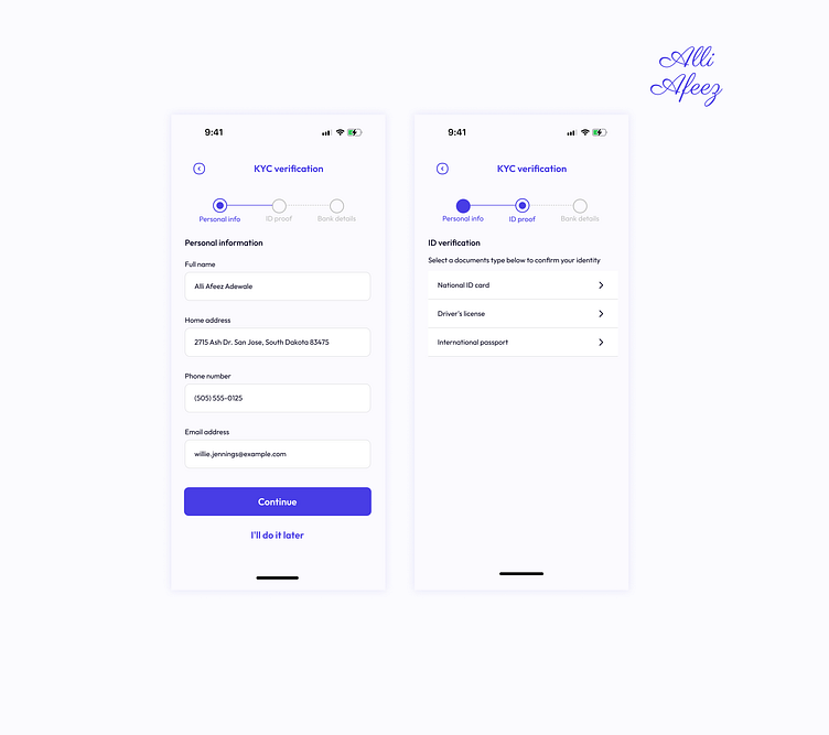 KYC Verification Flow – Mobile UI Design by Alli Afeez Adewale on Dribbble
