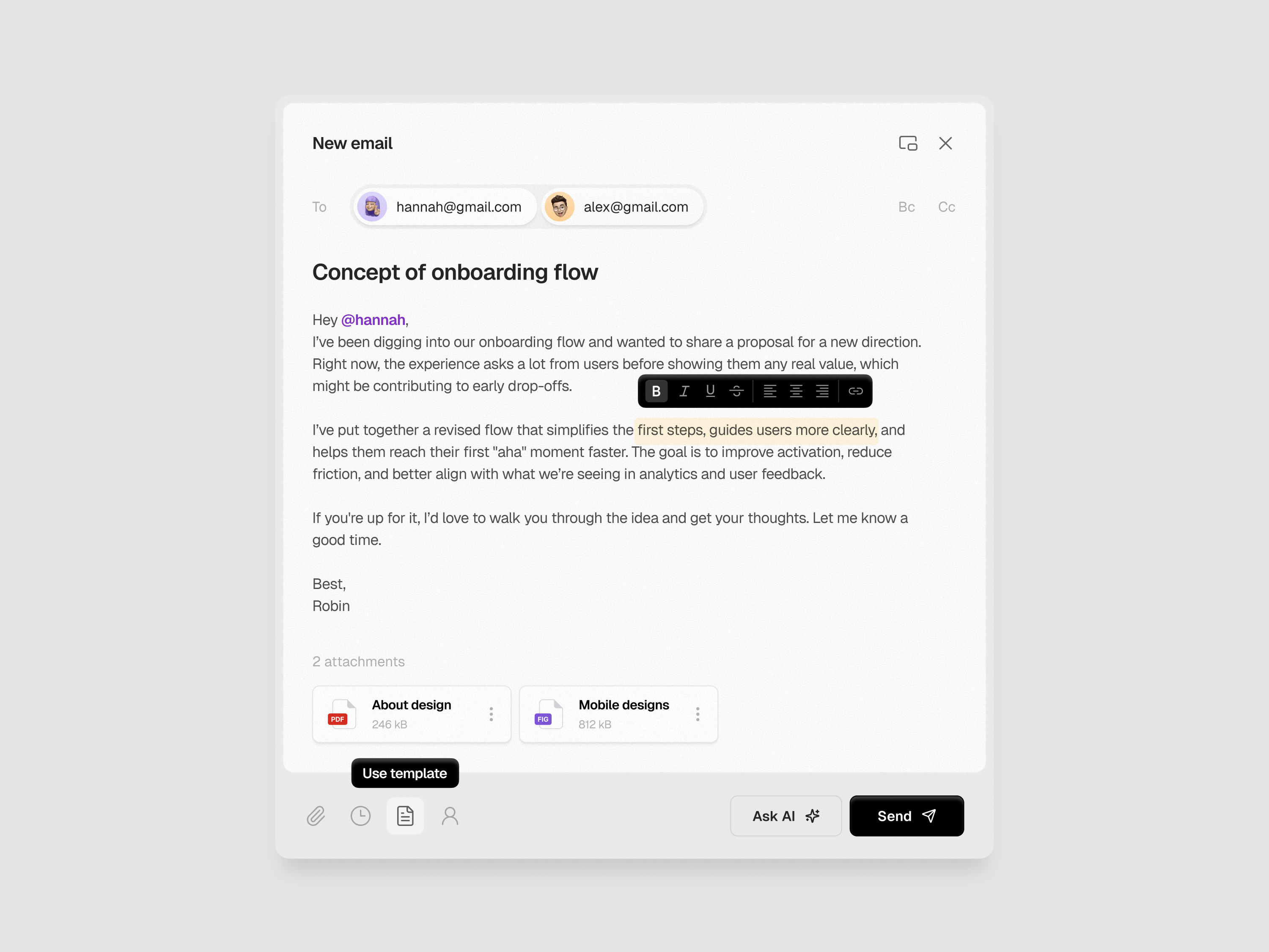 Create email inbox composition by Robin Holesinsky on Dribbble