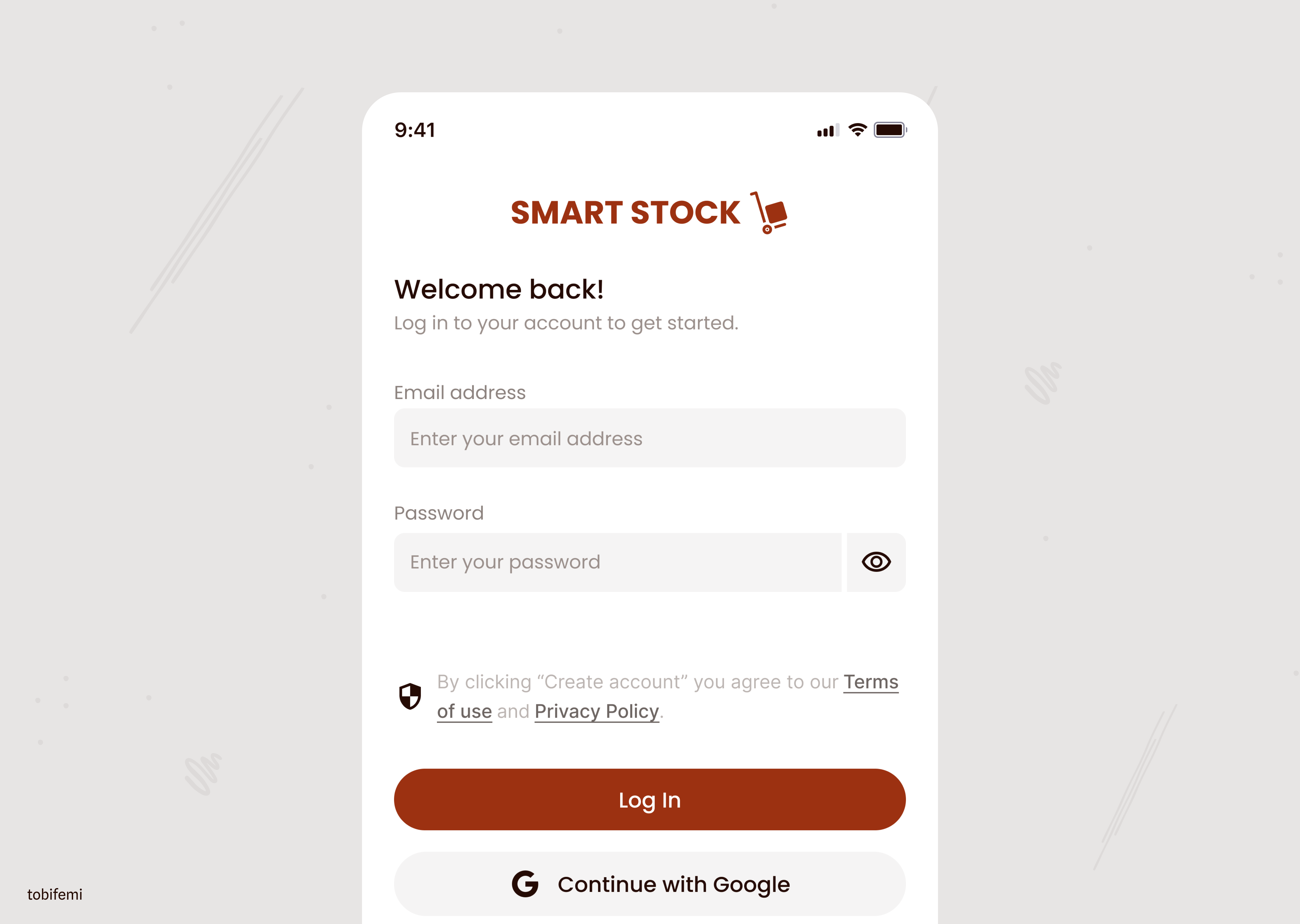 AI Inventory App UI - Login Page by Daramola Femi Oluwatobi on Dribbble