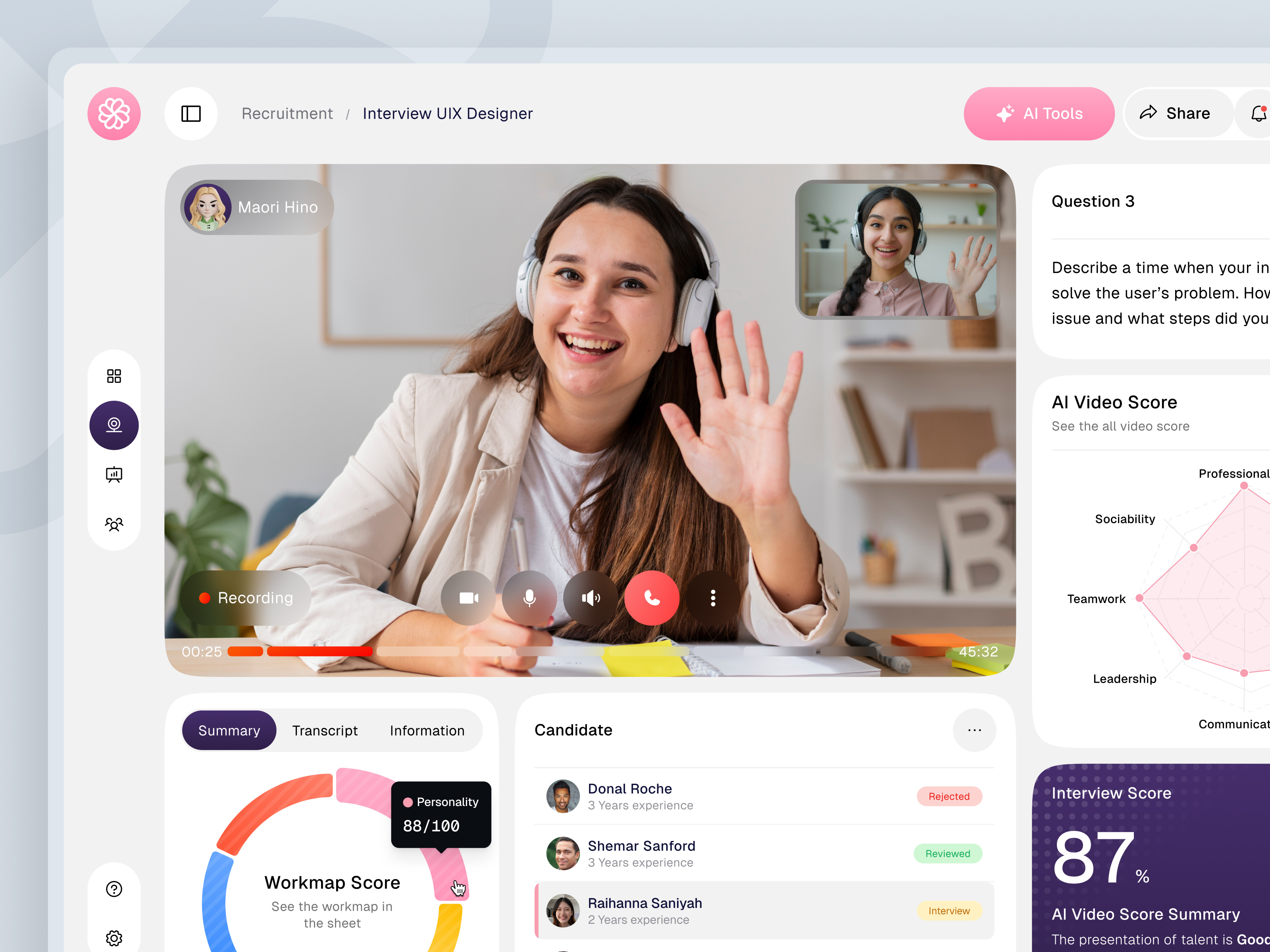 InterAI - AI Interview Dashboard by Rizki 🌱 for Orenji Studio on Dribbble