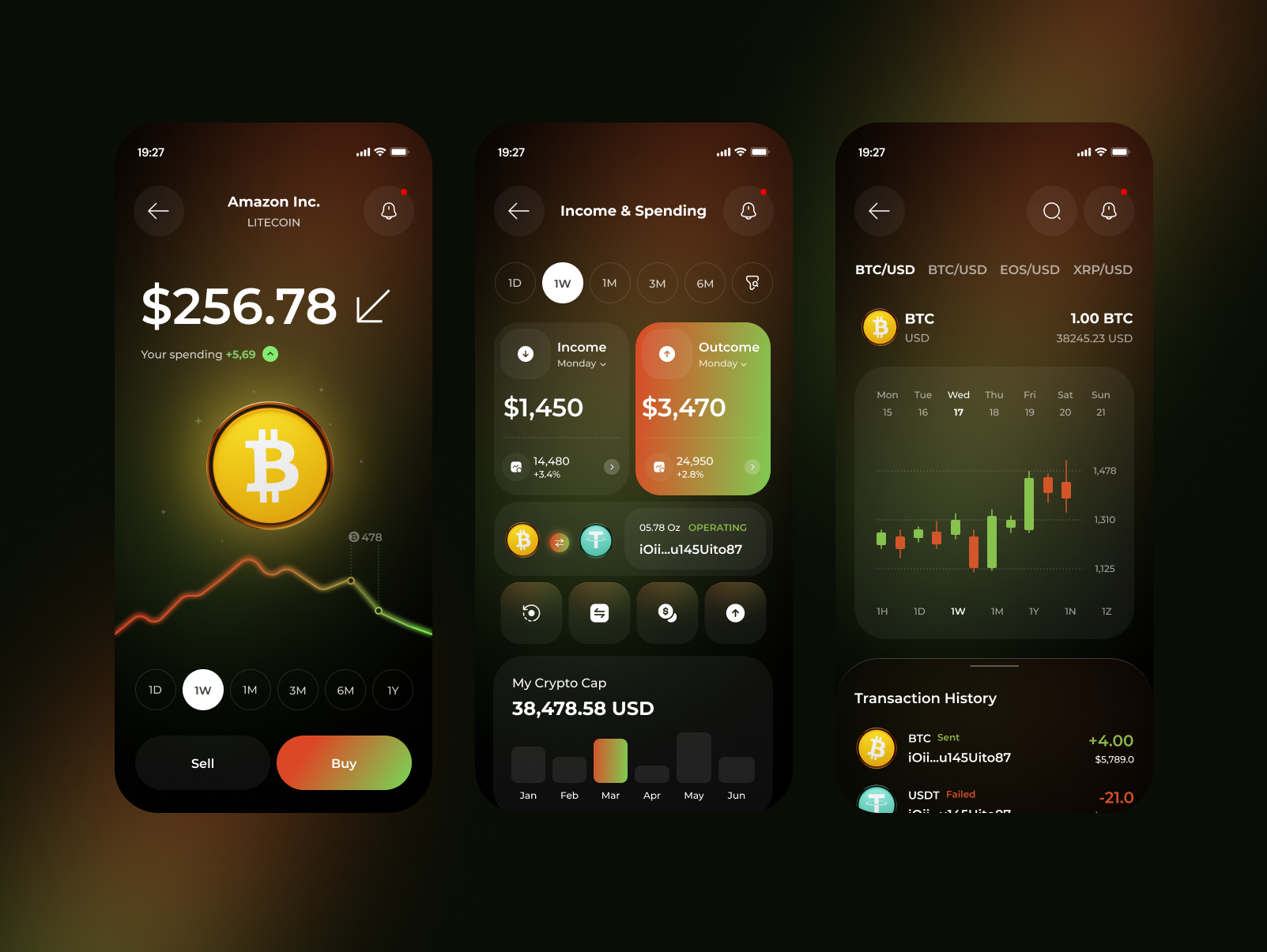 crypto currency wallet mobile ui design by Roohi Koohi on Dribbble