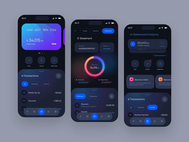 Mobile App Design - Online Banking, Fintech, Bank account by Yevhen ...