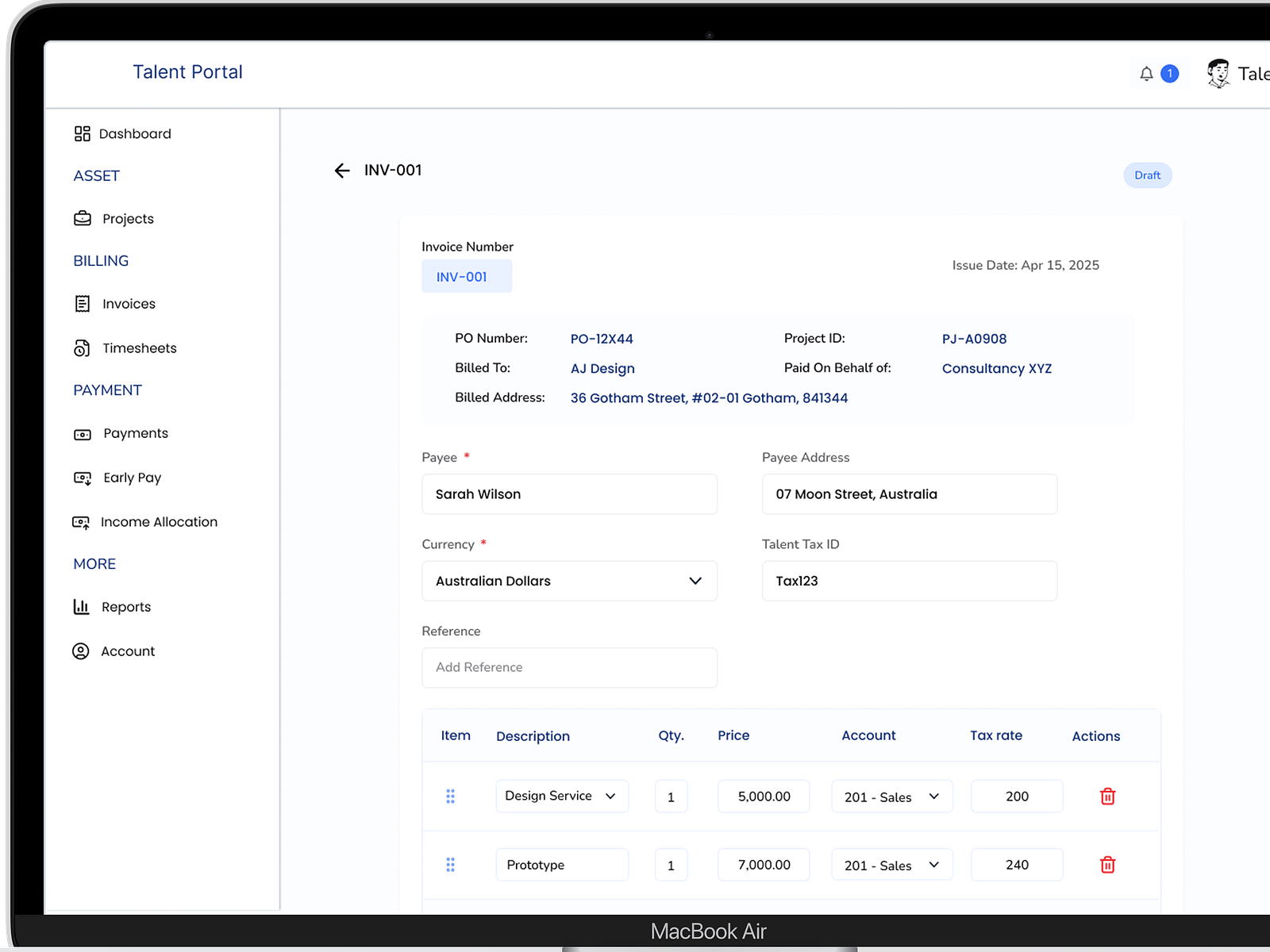 Smart Invoice Generator UI by Amulya Jonnala on Dribbble