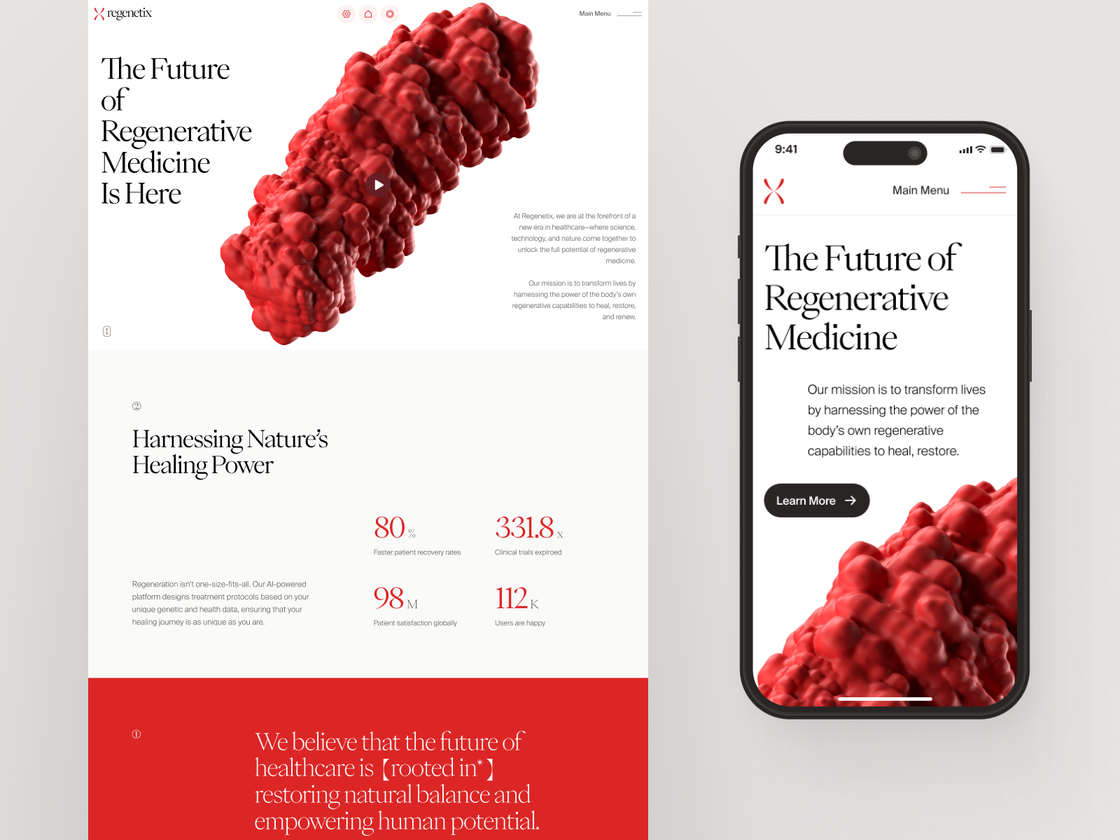 regenetix: AI Cell Therapy & Tissue Engineering - Landing Page by Samuel Oktavianus on Dribbble