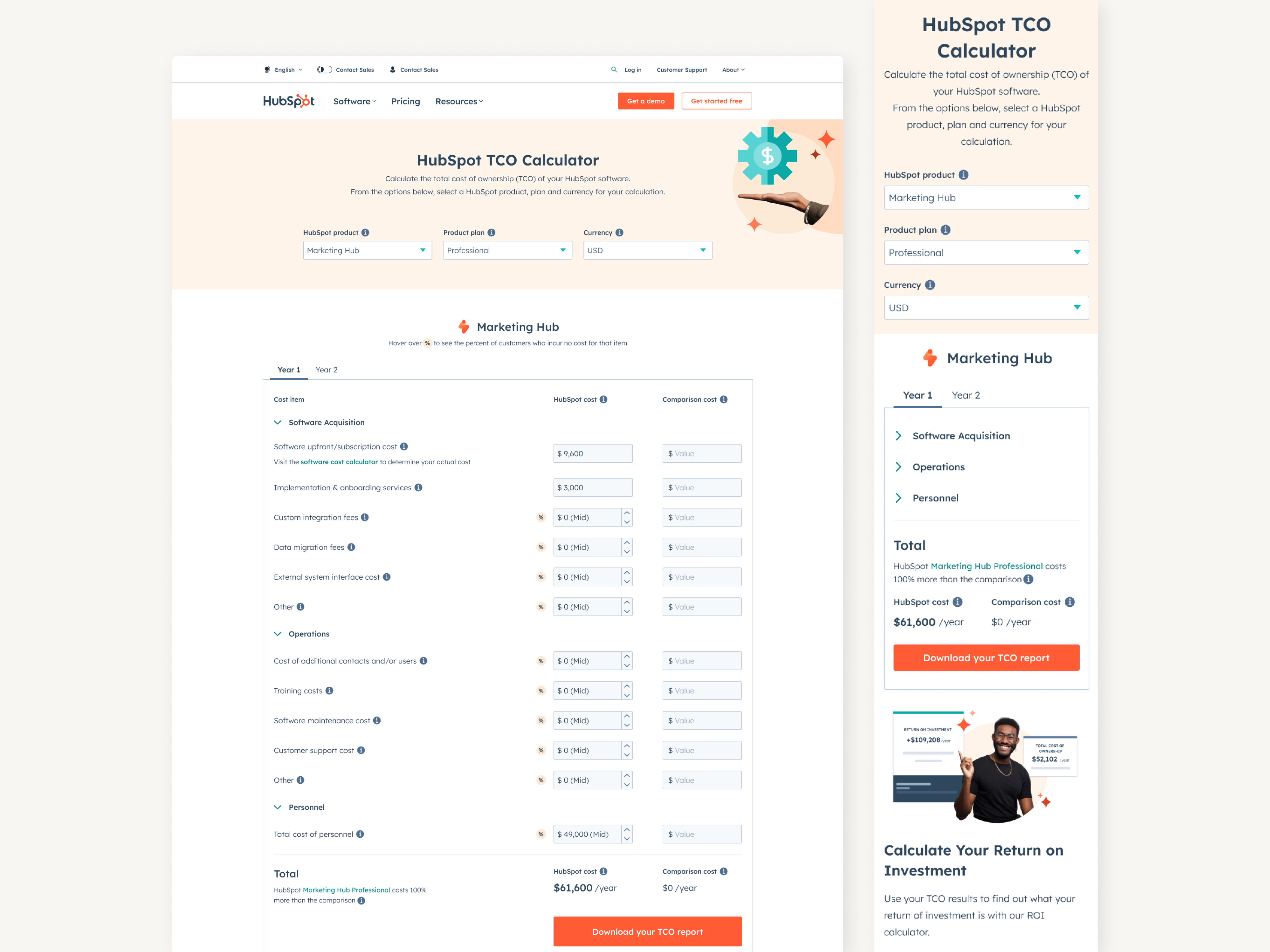 Interactive TCO Calculator UI by Marina Welford for Form and Function ...
