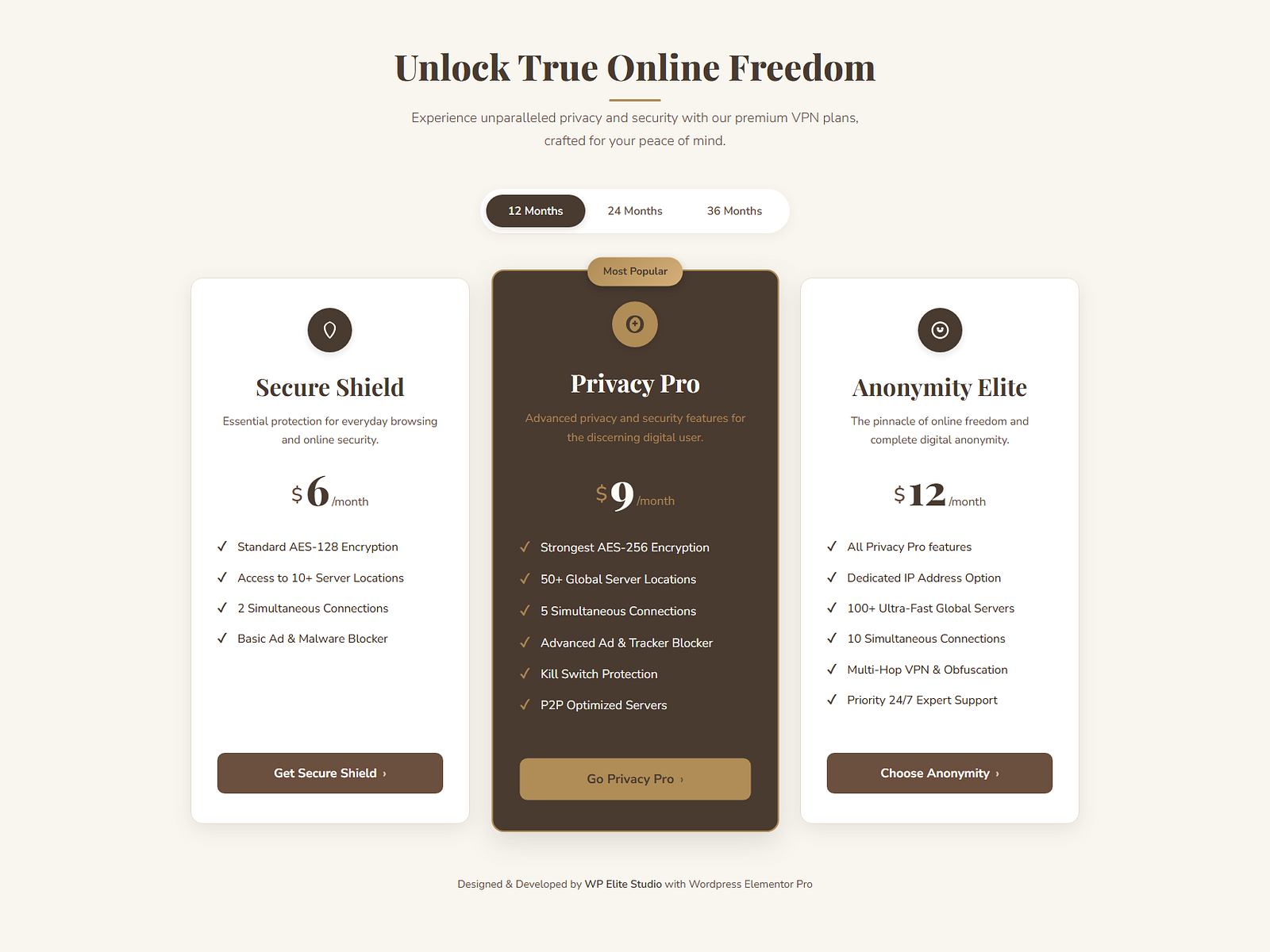 Responsive Pricing Cards - Wordpress Elementor Pro by Qentrox ...