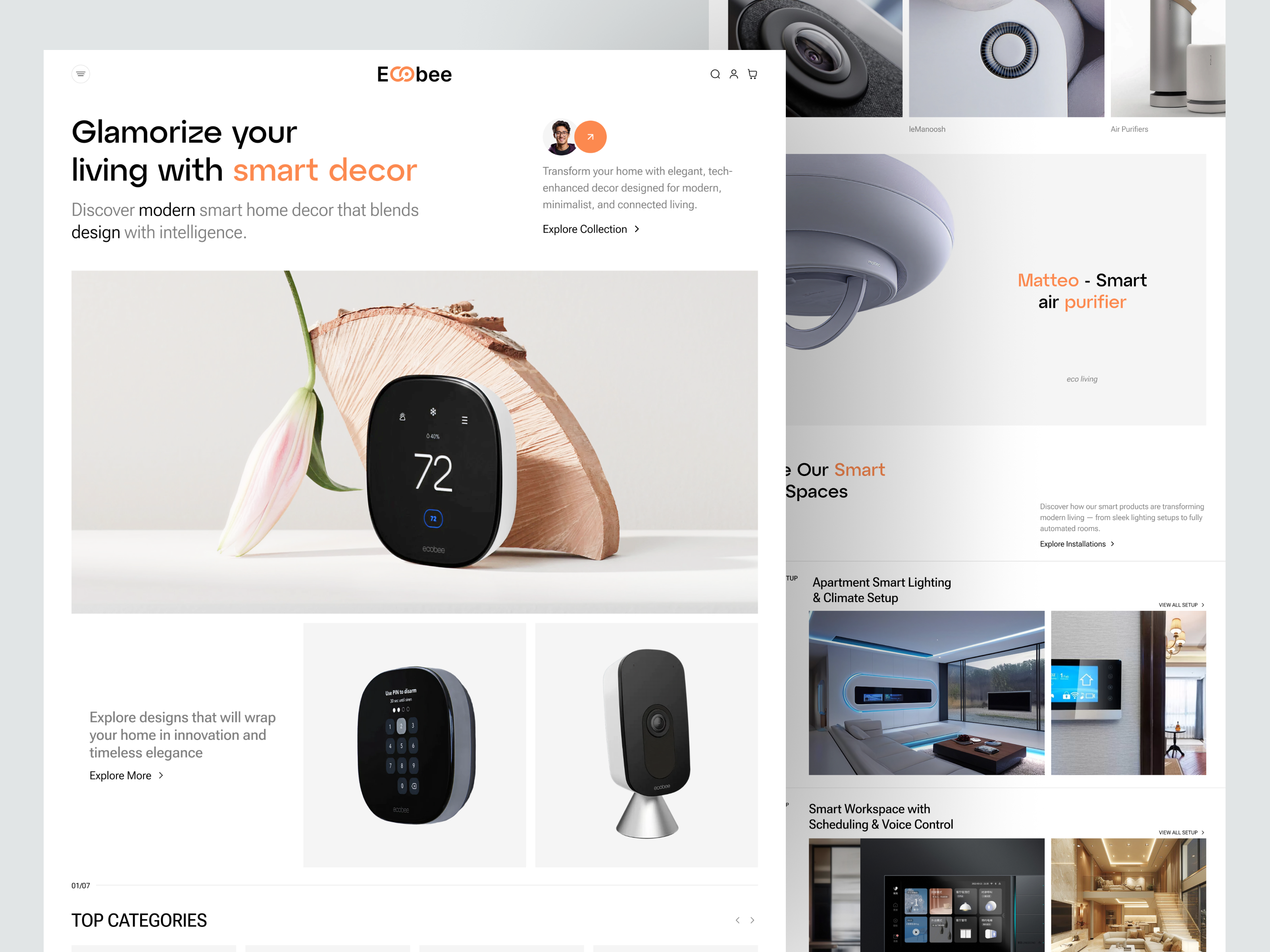 Smart Home Decor Landing Page – Ecobee UI Design by TARIQUL ISLAM on ...