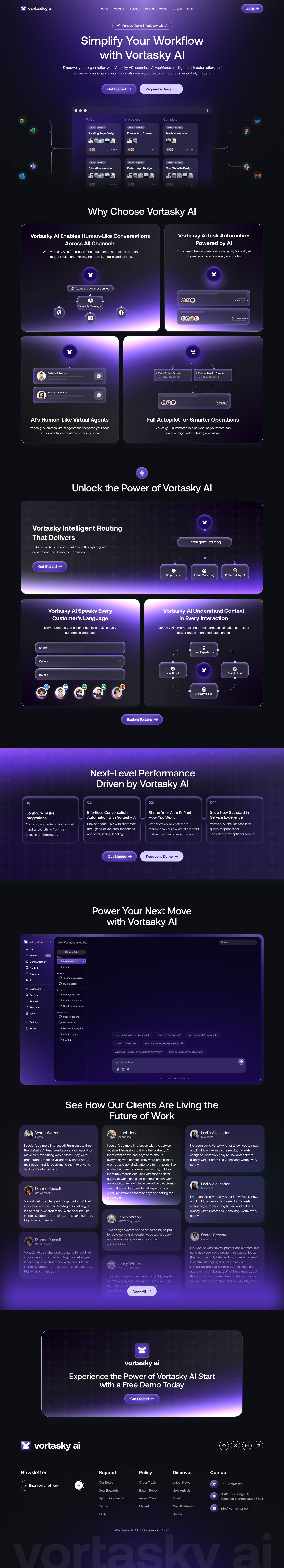 SaaS Landing page - Vortasky AI Task management website by Subash Chandra for Seative Digital on ...