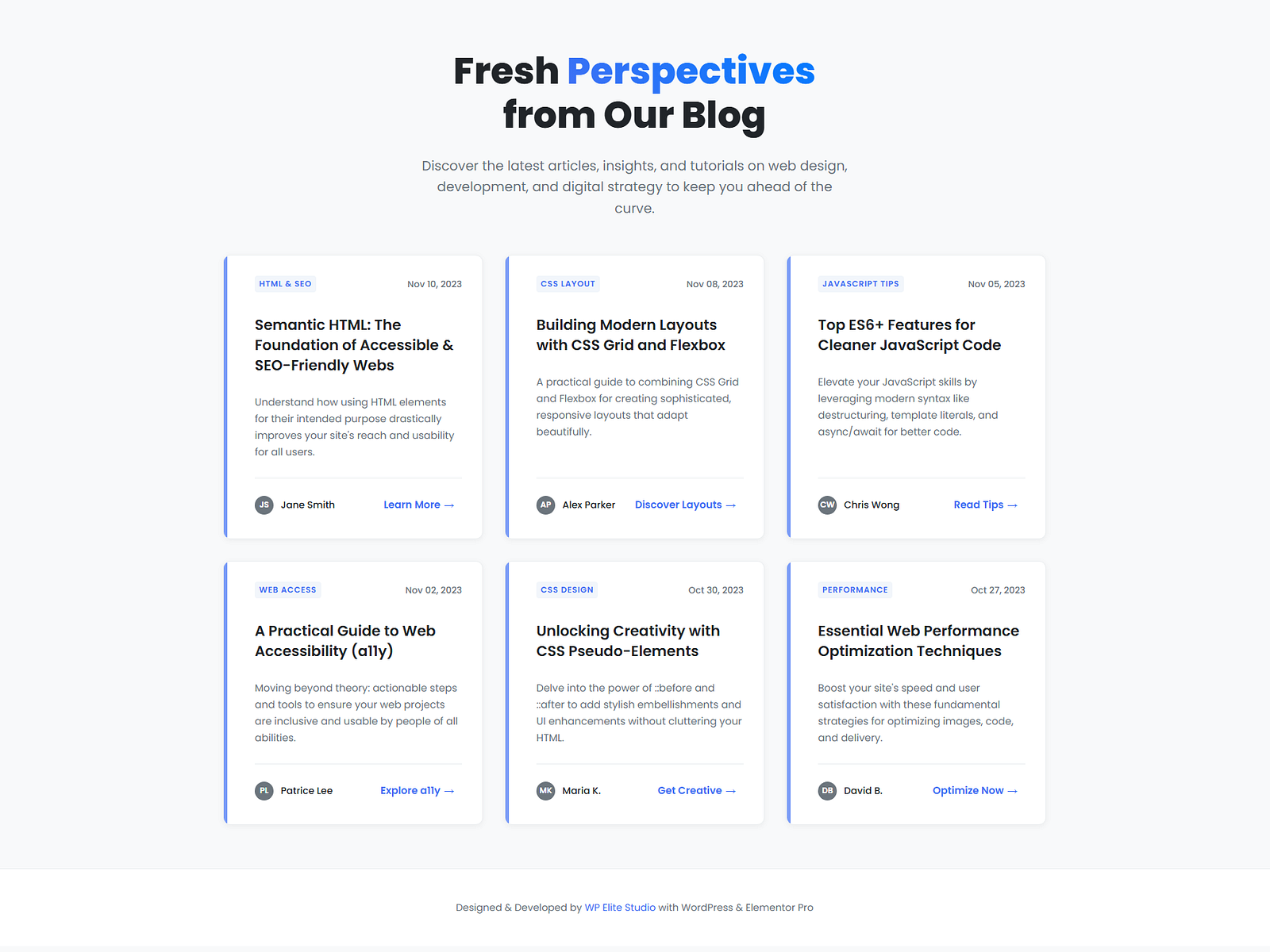 Elementor Pro Responsive Blog Cards by Qentrox - Wordpress Elementor ...