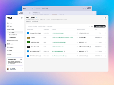 Accessories NFC cards. V1CE Dashboard SaaS design nfc profile by Basov ...