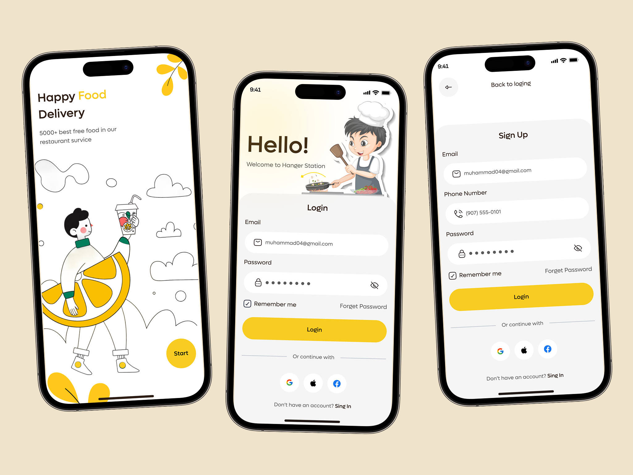 Food App – Onboarding & Login Screens by Rubel Hossain on Dribbble
