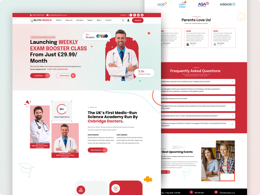 Elite Medics – E Learning Landing Page by Abdul Ahad on Dribbble