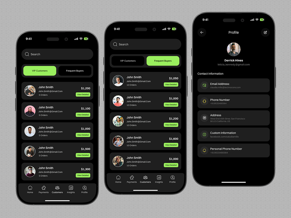 VIP Customer, Frequent Buyers, and Profile Page for a POS app: by UI ...
