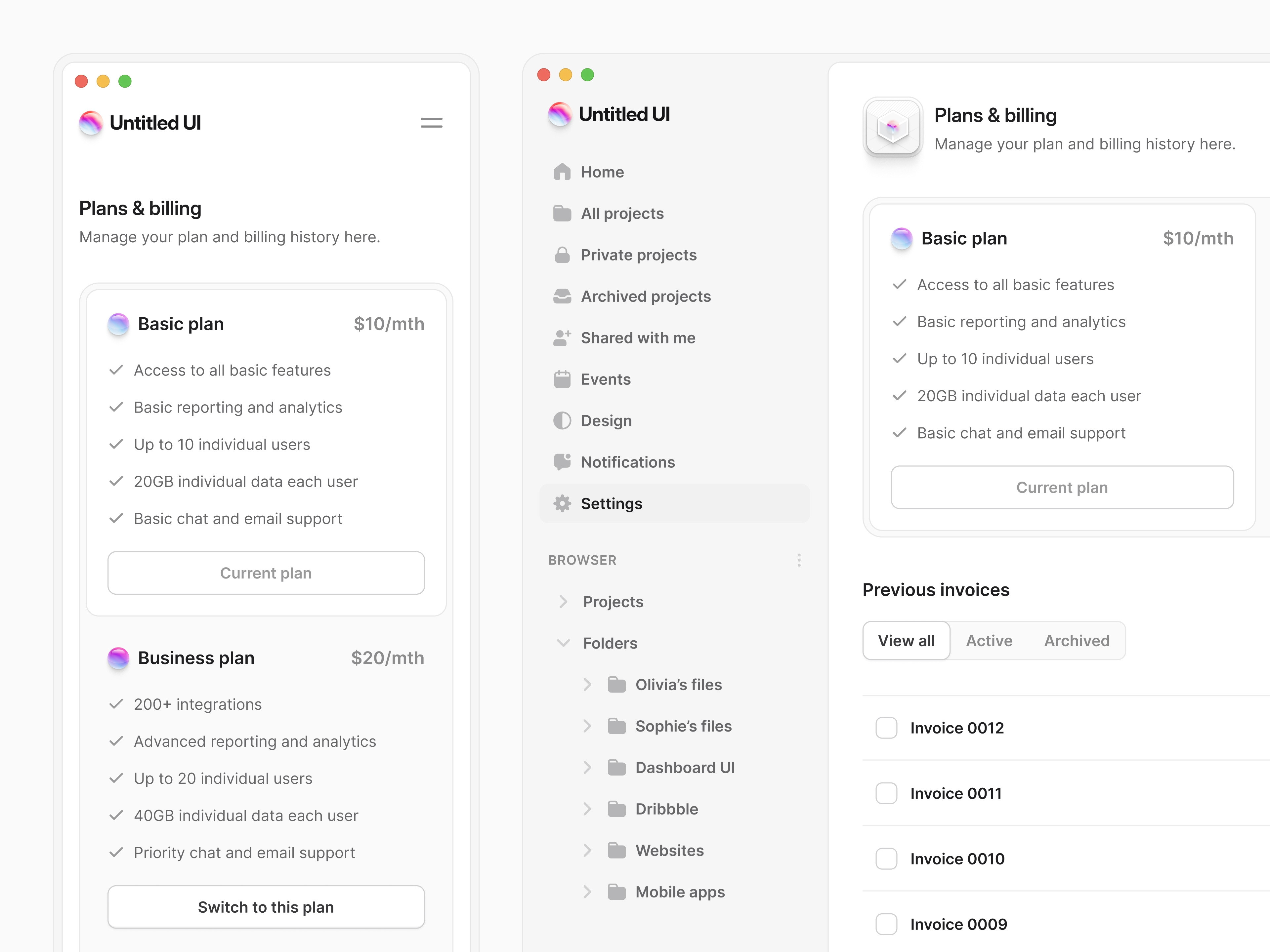 Billing settings page — Untitled UI by Jordan Hughes® on Dribbble