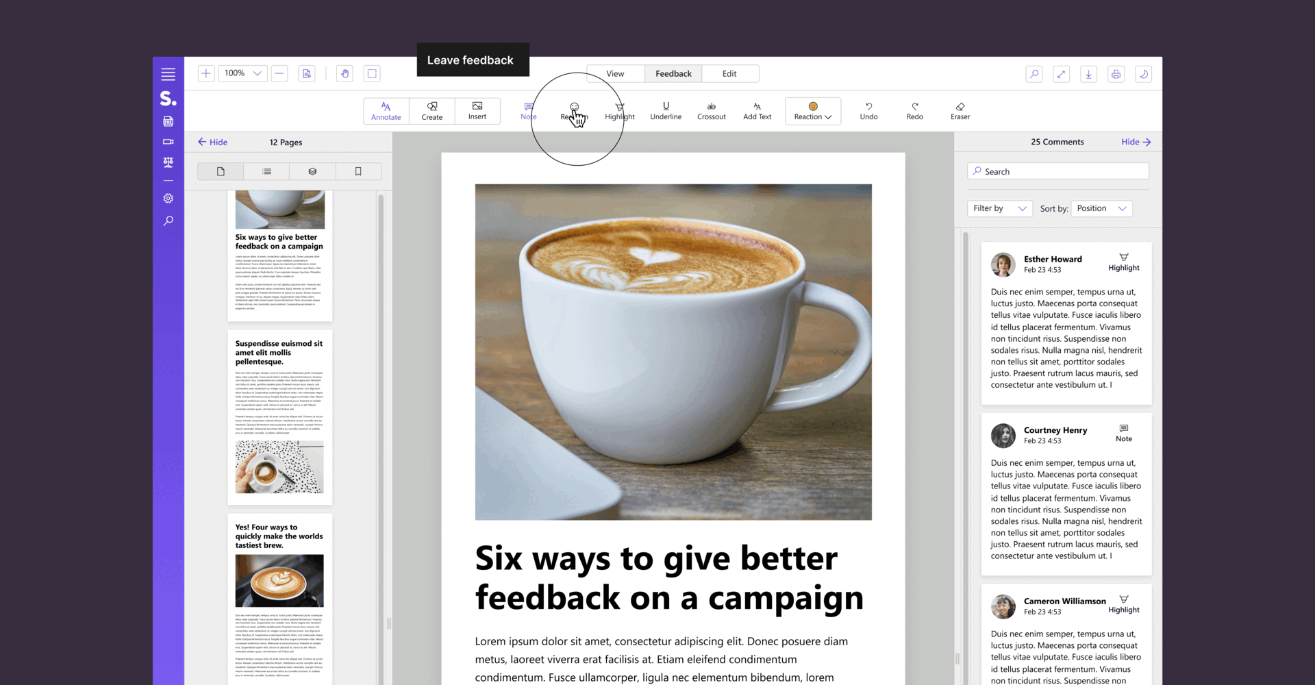 PDF editor by Kath Borup on Dribbble