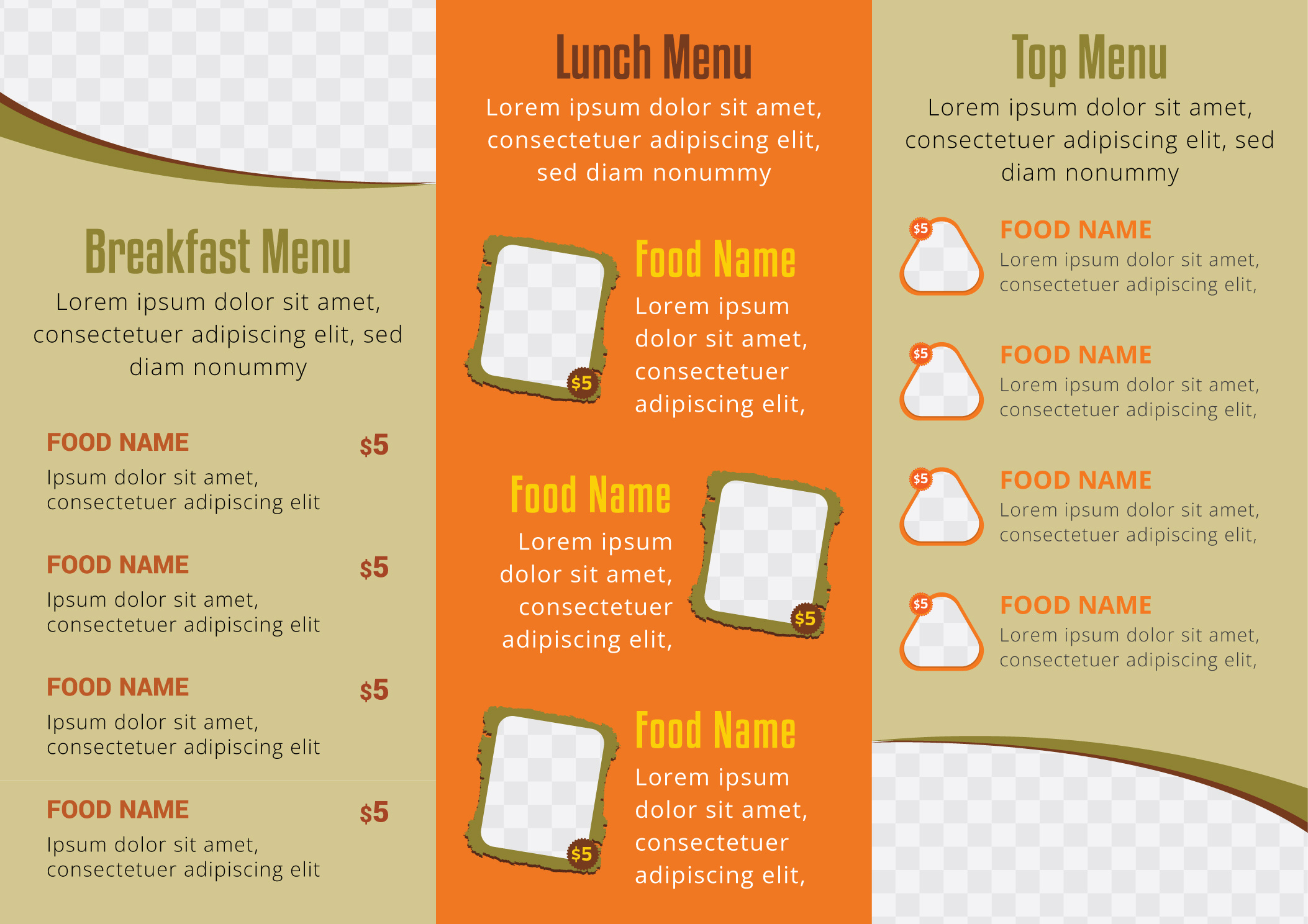 Restaurant A4 food menu trifold brochure template by Abdul Majid on ...