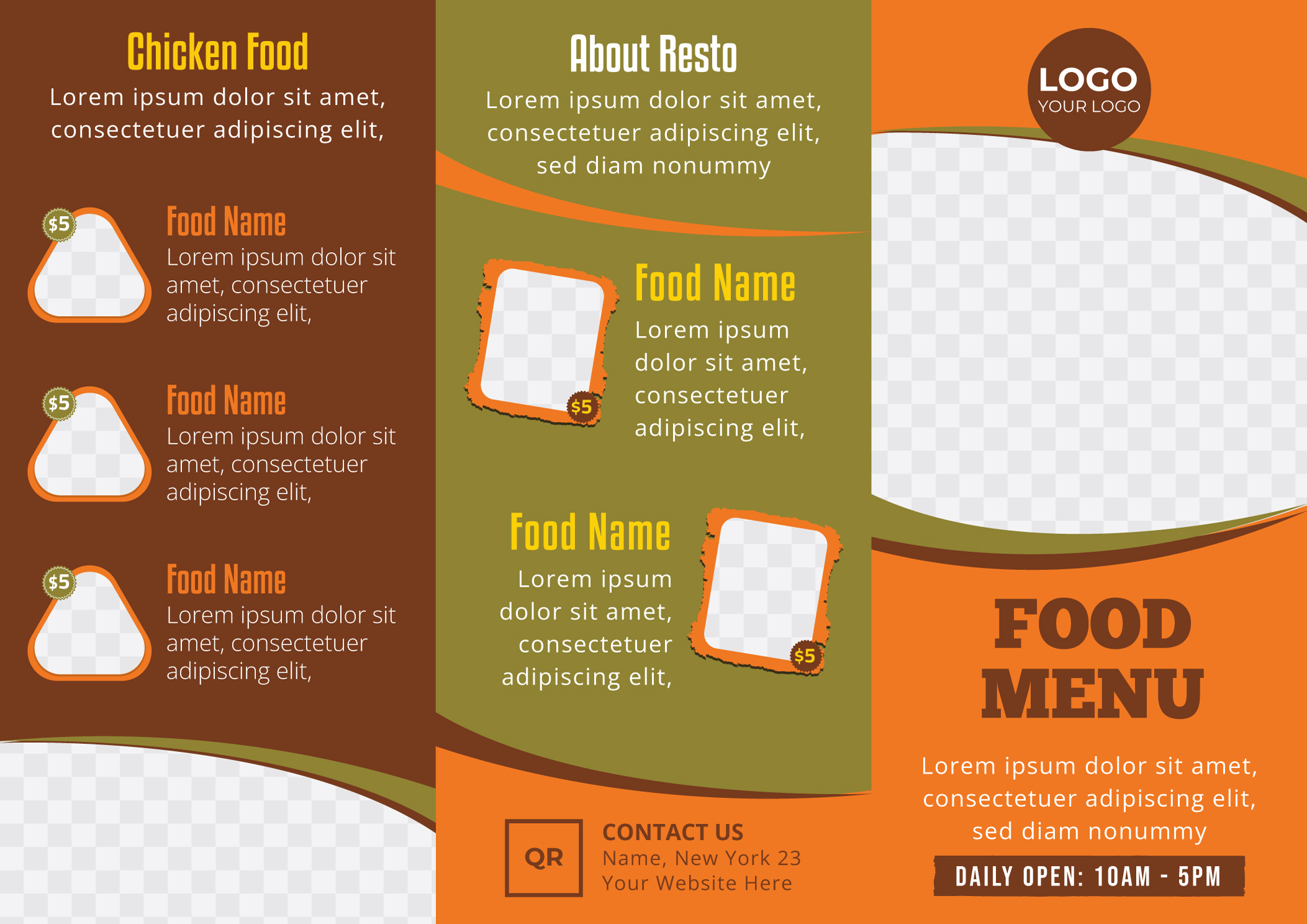 Restaurant A4 food menu trifold brochure template by Abdul Majid on ...