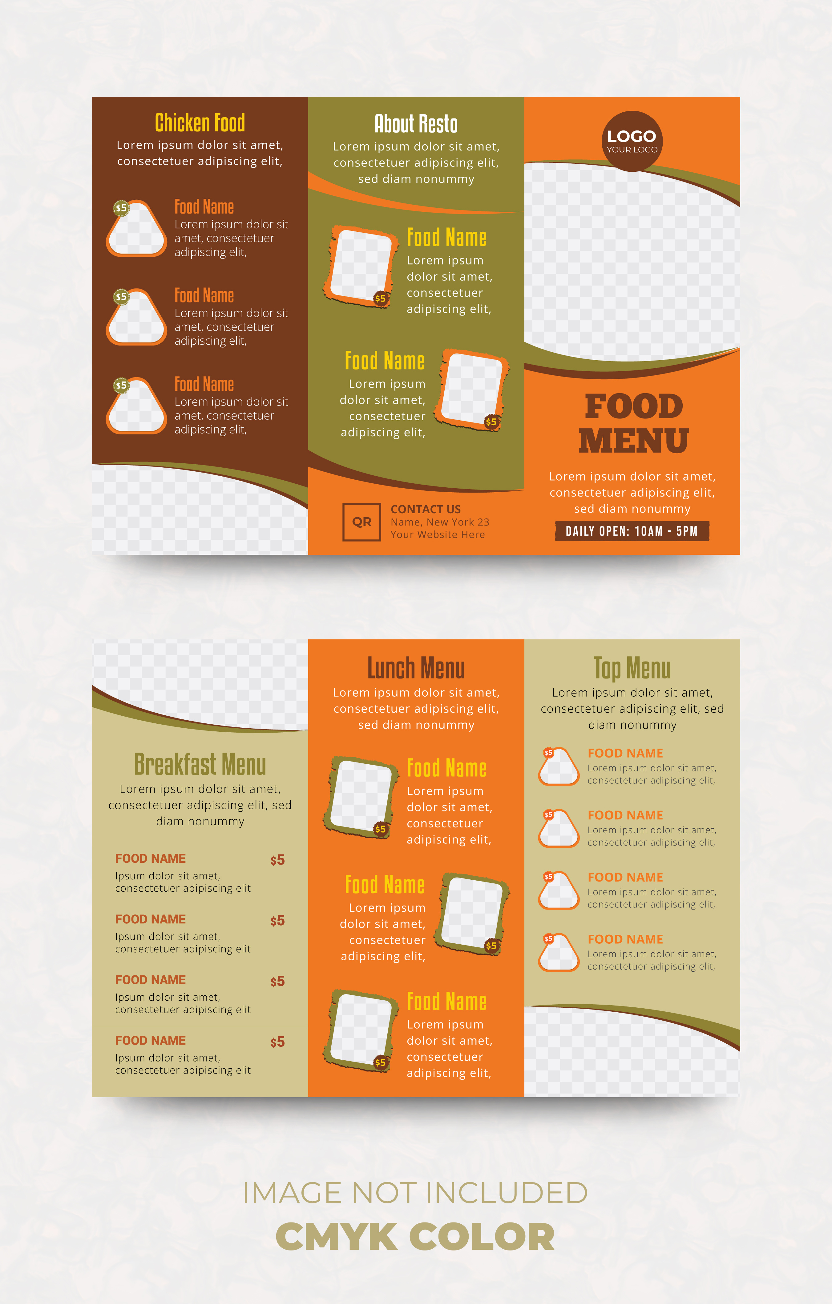 Restaurant A4 food menu trifold brochure template by Abdul Majid on ...