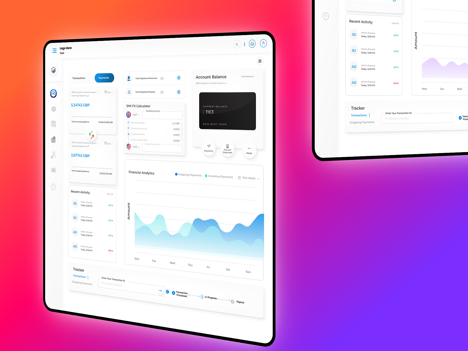 Fintech Dashboard UI -Minimal by Saleha Shaukat on Dribbble