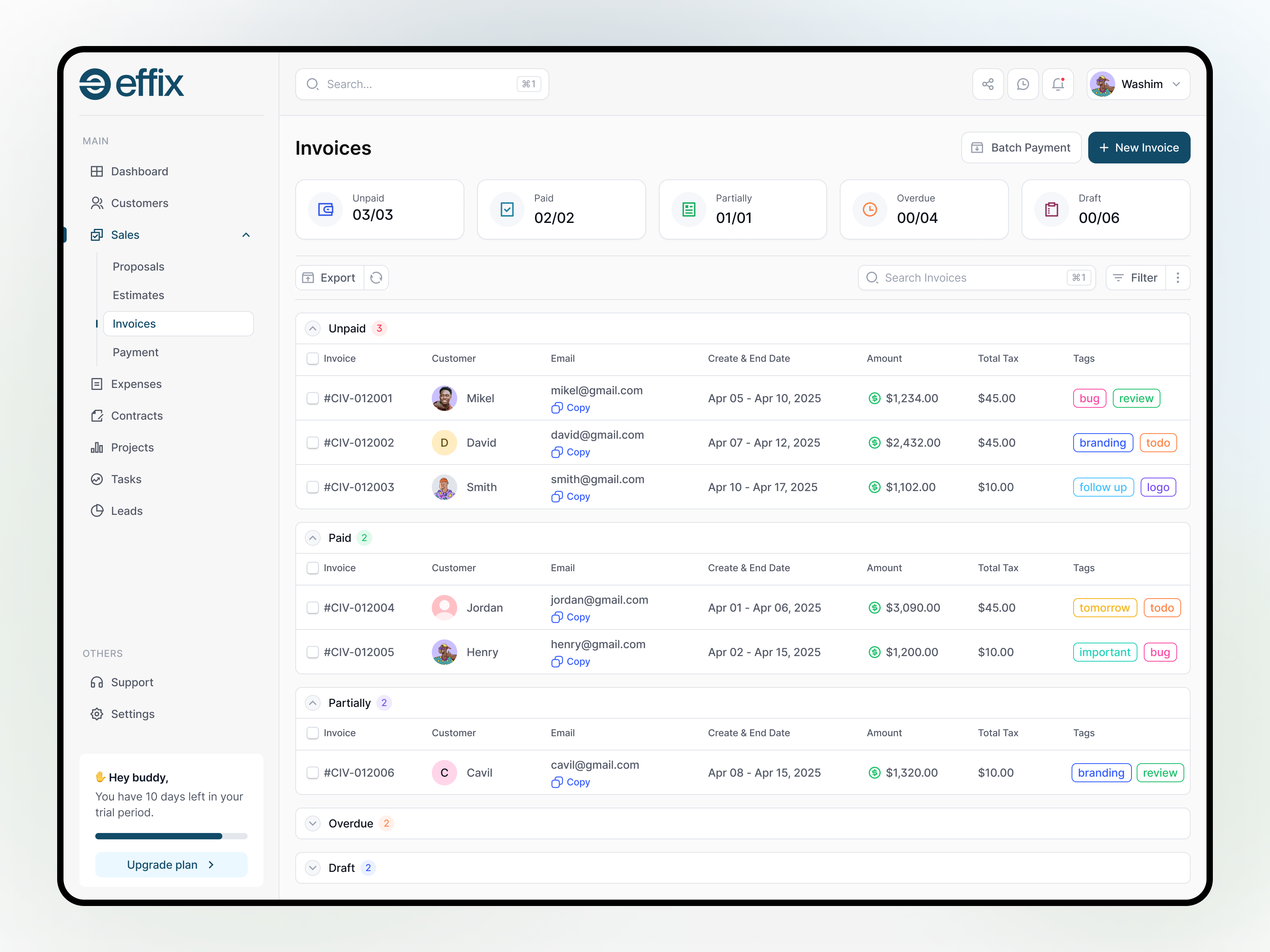 Effix CRM - Invoice Page Design by Filllo Design Agency on Dribbble