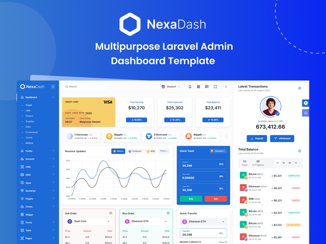 NexaDash – Multipurpose Laravel Admin Dashboard Template by Rahul Dev Sharma on Dribbble