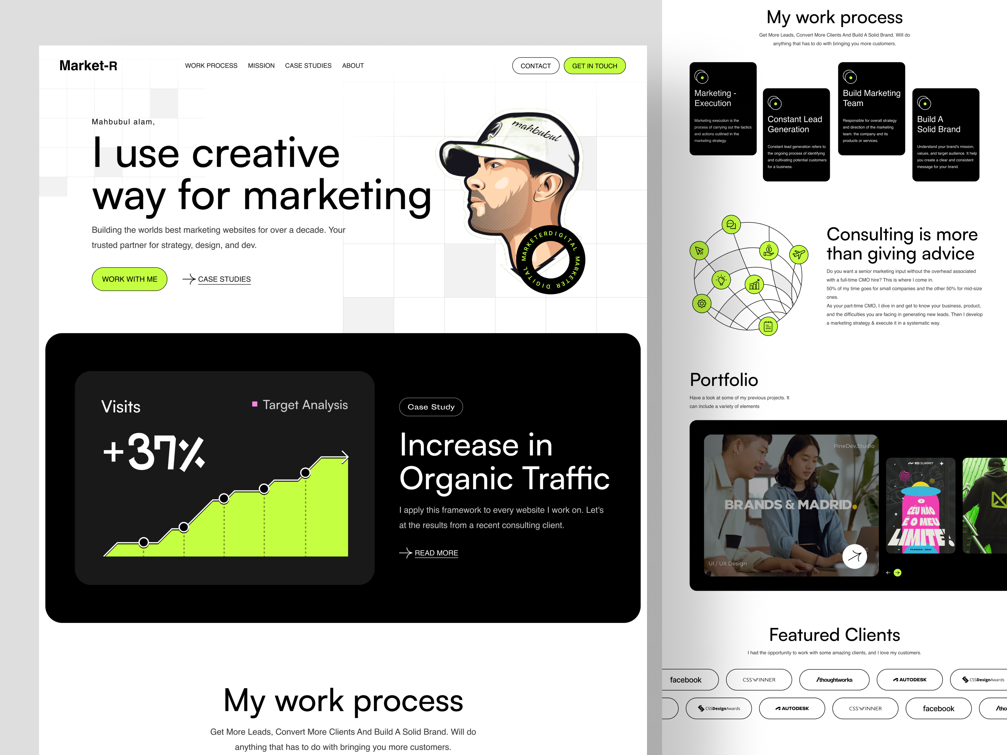 Marketer portfolio landing page by Sajib Rahman for UIHUT - UI UX Design Agency on Dribbble