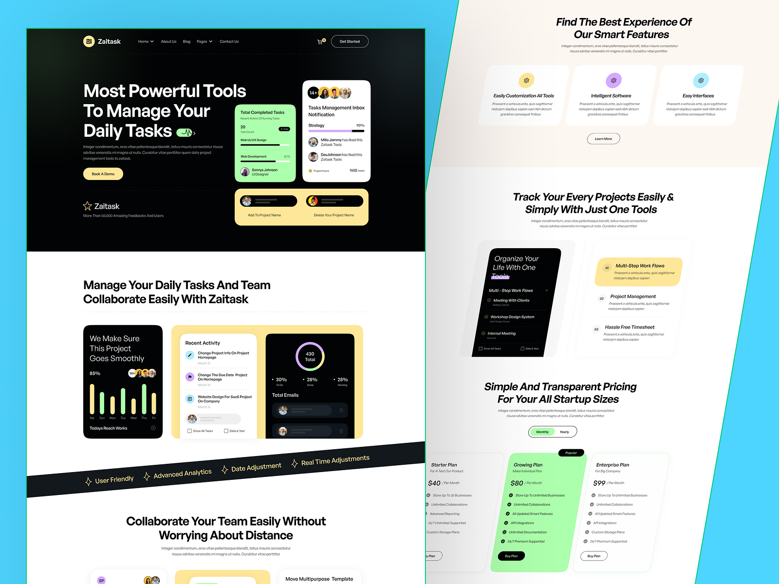 Zaitask - SaaS Landing Page by Flowzai LLC on Dribbble