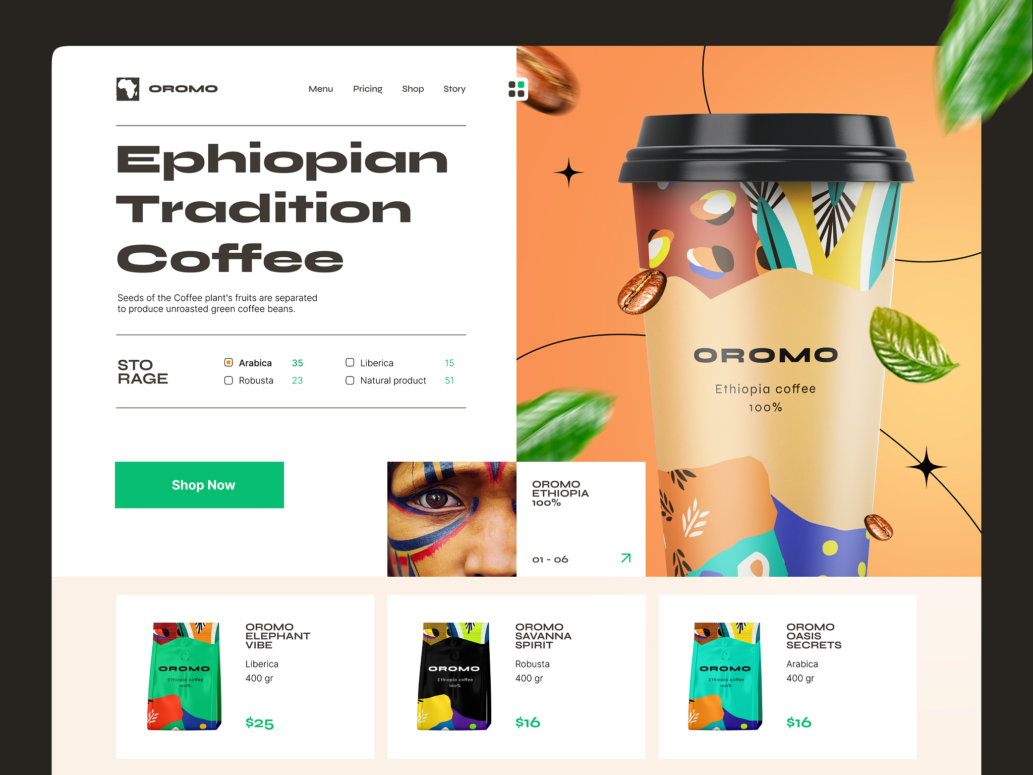 OROMO — Coffee Brand Hero Page by Clickable Design for Clickable Agency ...