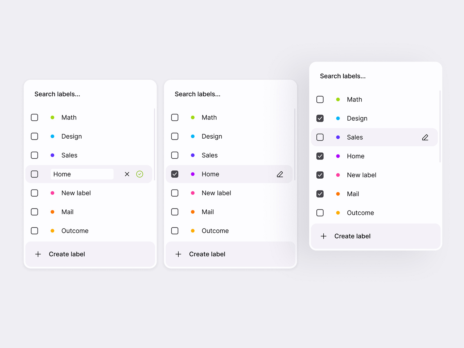 Dropdown menu UI by Ksenia Husarova on Dribbble