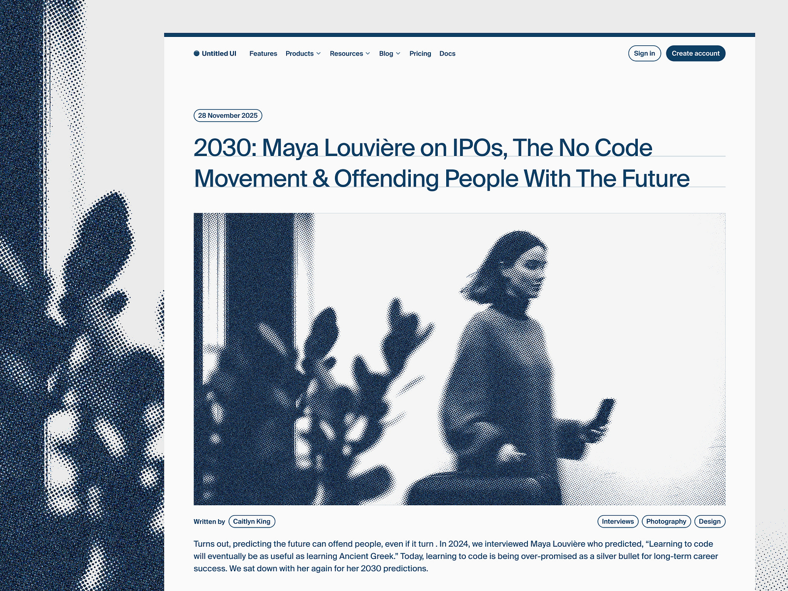 Halftone blog — Untitled UI by Jordan Hughes® on Dribbble