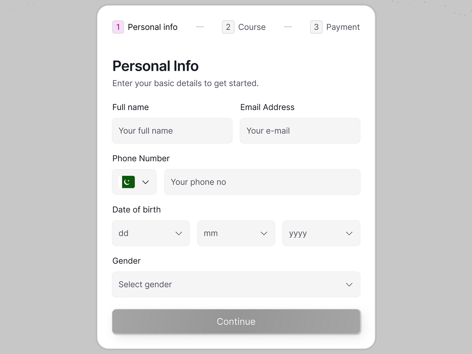 Account creation form by Muhamad Qasim on Dribbble