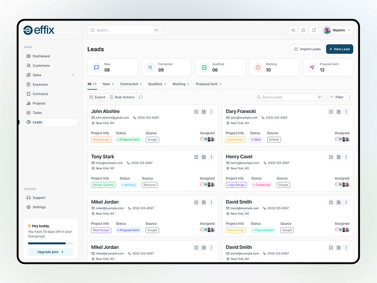 Effix CRM - Potential Leads Page Design by Filllo - SaaS Design Agency on Dribbble