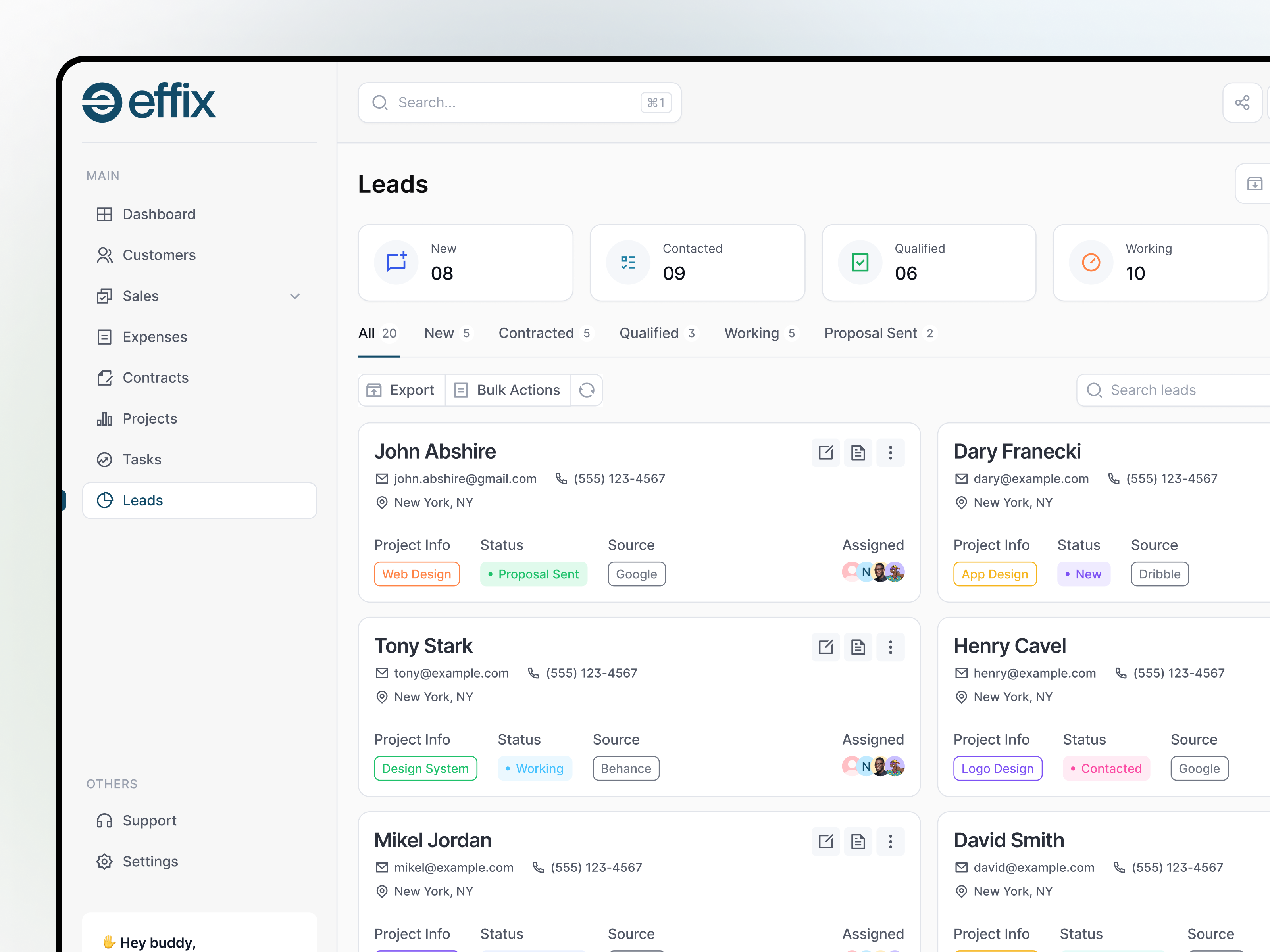 Effix CRM - Potential Leads Page Design by Filllo - SaaS Design Agency on Dribbble