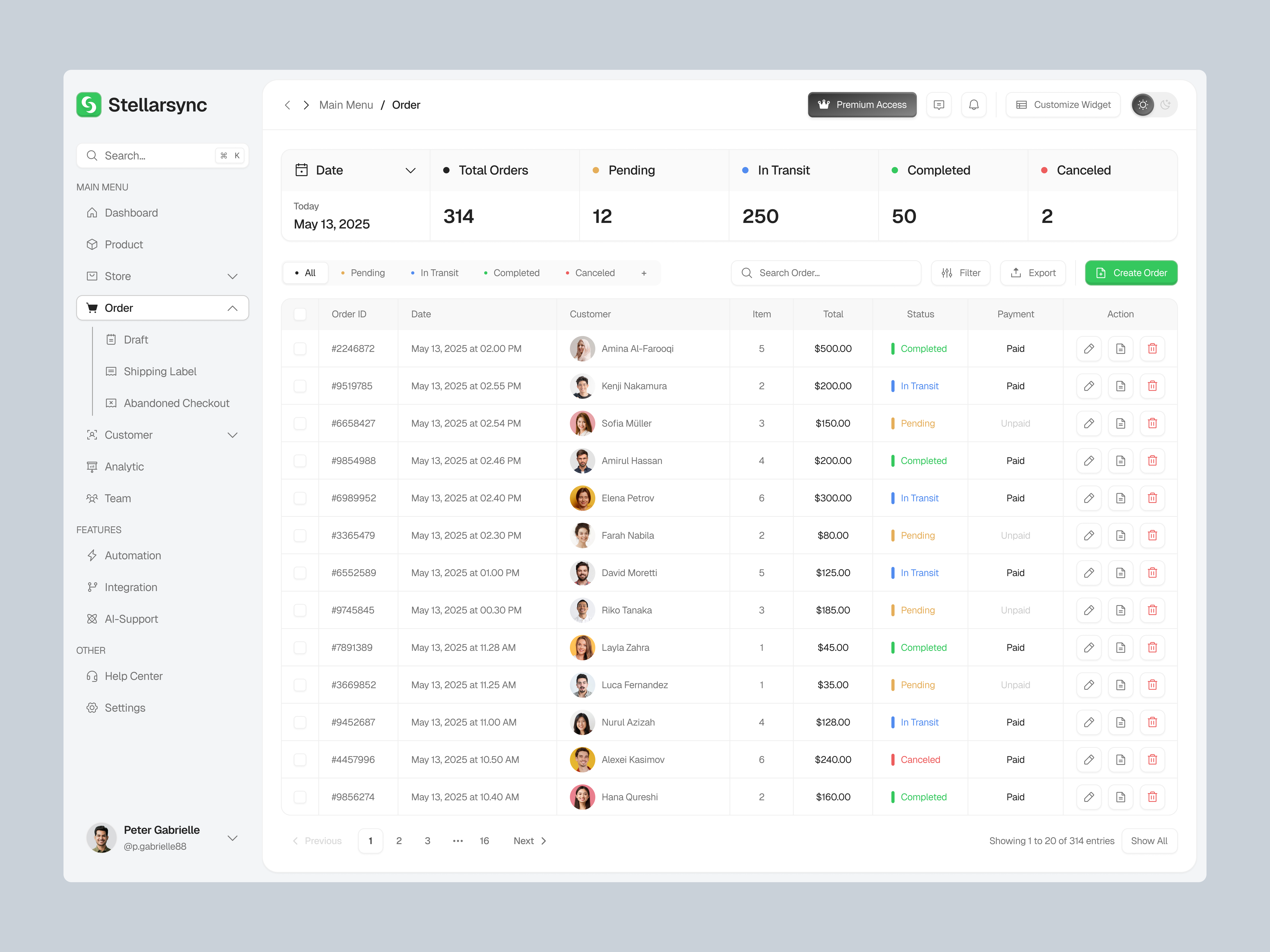 Stellarsync - SAAS CRM Dashboard Order Page by Vektora UIUX for Vektora ...