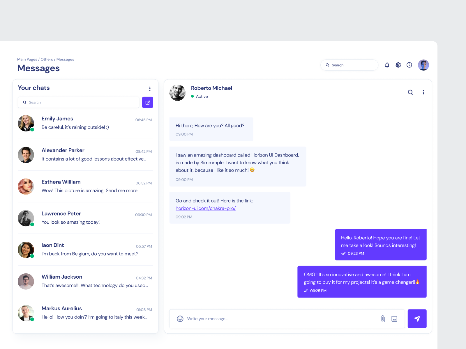Chat Messages Components - Horizon UI by Horizon UI on Dribbble