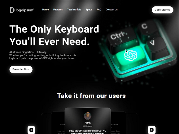 Keyboard Store - Landing Page UI Design by Swan Design Agency on Dribbble