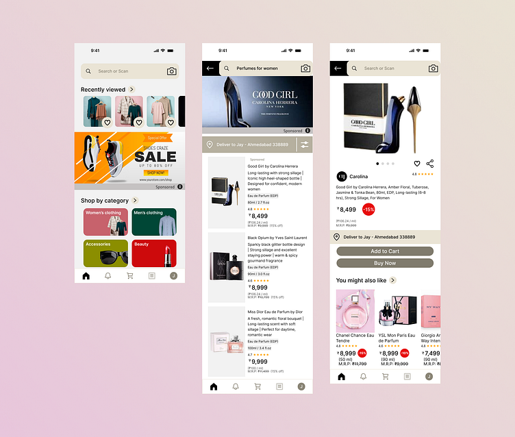 Modern eCommerce App UI – Home | Search | Product Pages by Jayesh ...