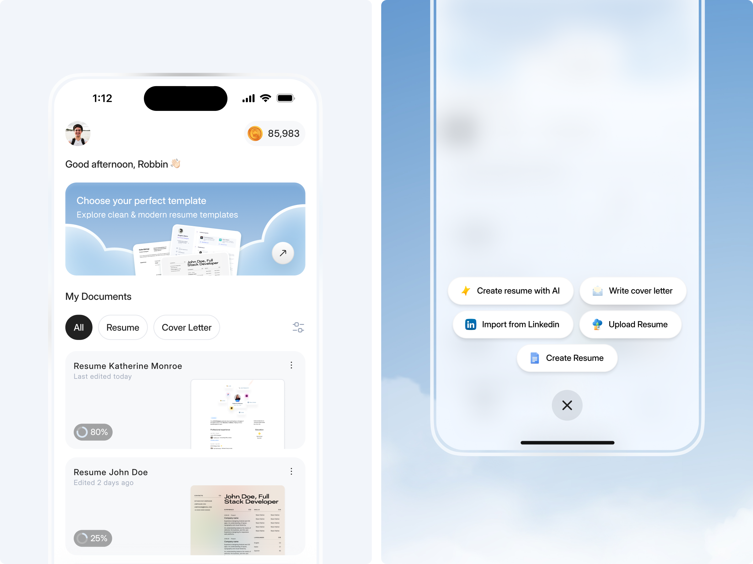 Rezume - AI-powered Resume Builder App by Hafiza☁️ for Kretya Studio on Dribbble