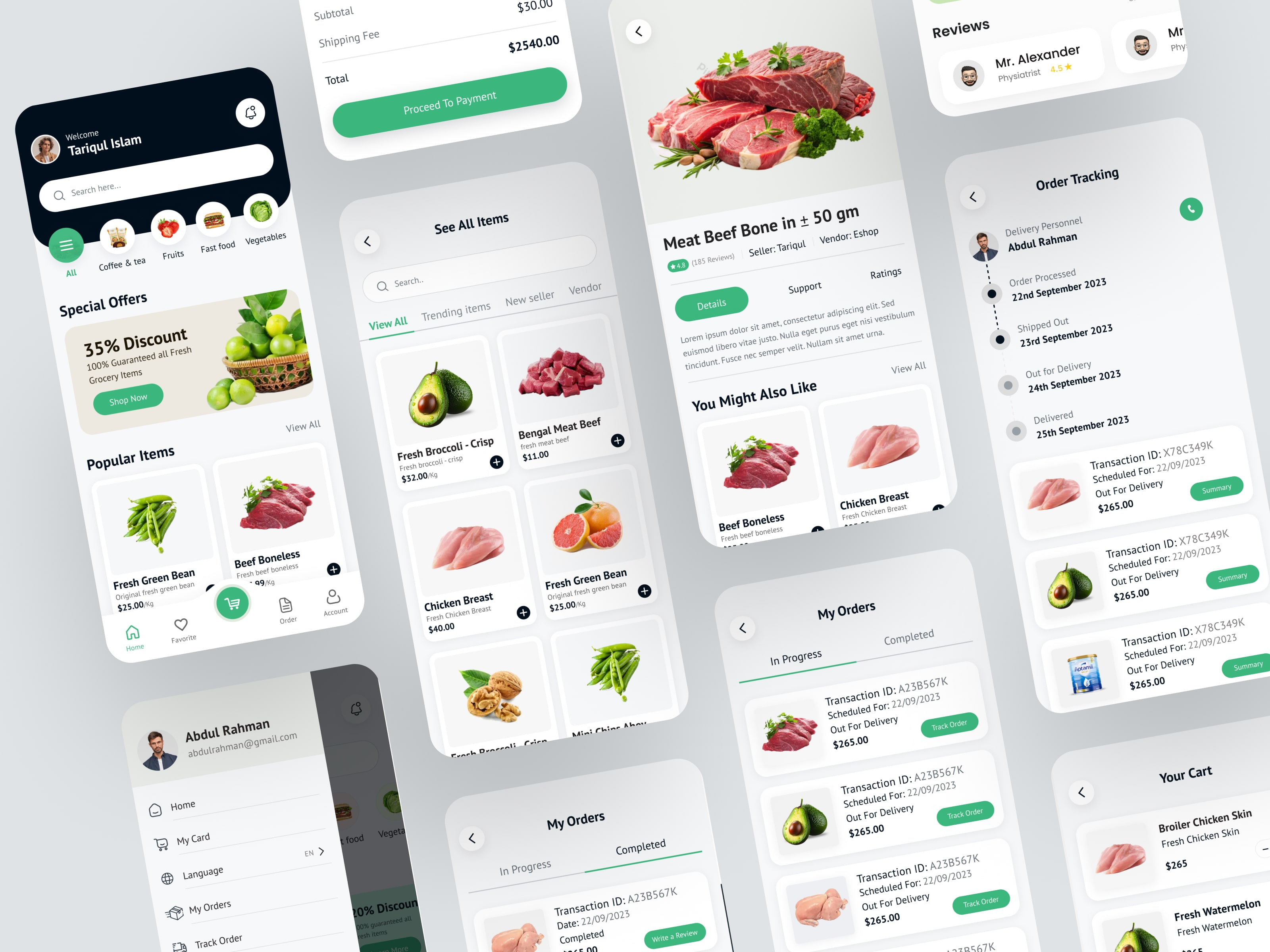 Grocery Mobile App UI | Clean & Fresh Food Delivery App Design by ...