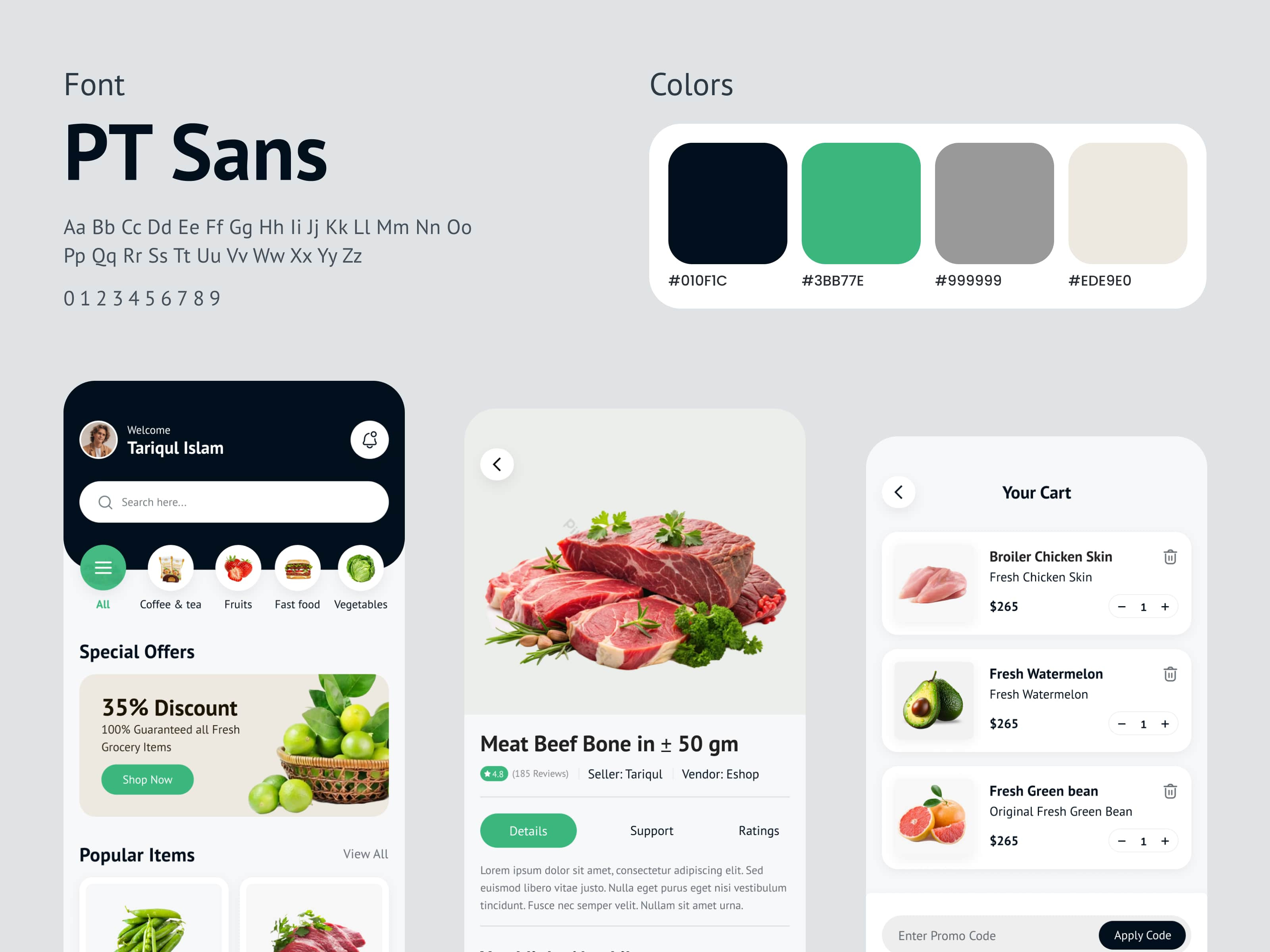 Grocery Mobile App UI | Clean & Fresh Food Delivery App Design by ...