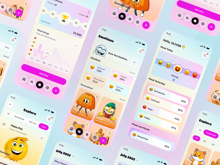 Mood Tracker App UI by Yeasin Arafat on Dribbble