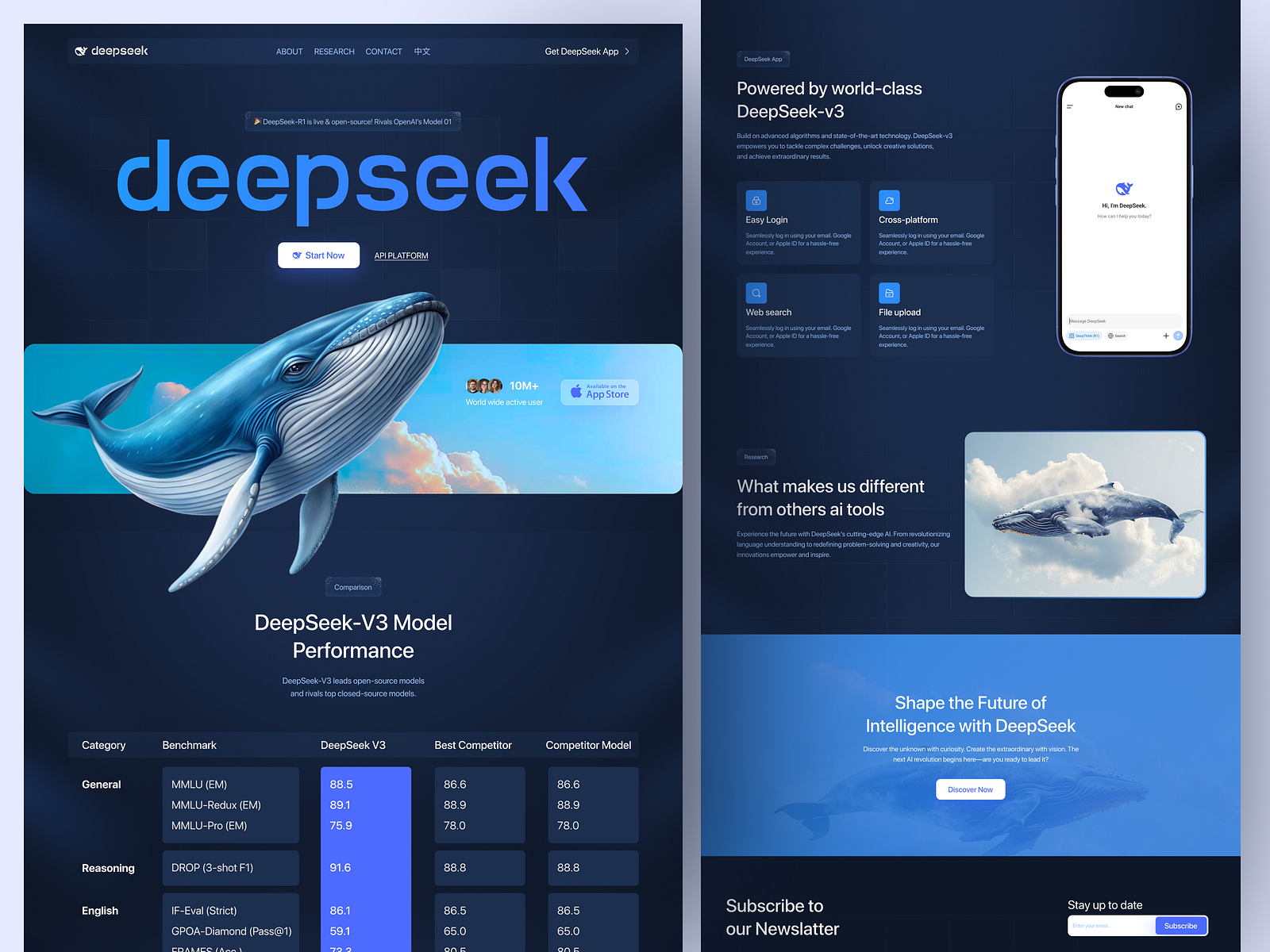 DeepSeek–Futuristic AI Landing Page with Powerful Model Showcase by Ibrahim | Product Designer ...