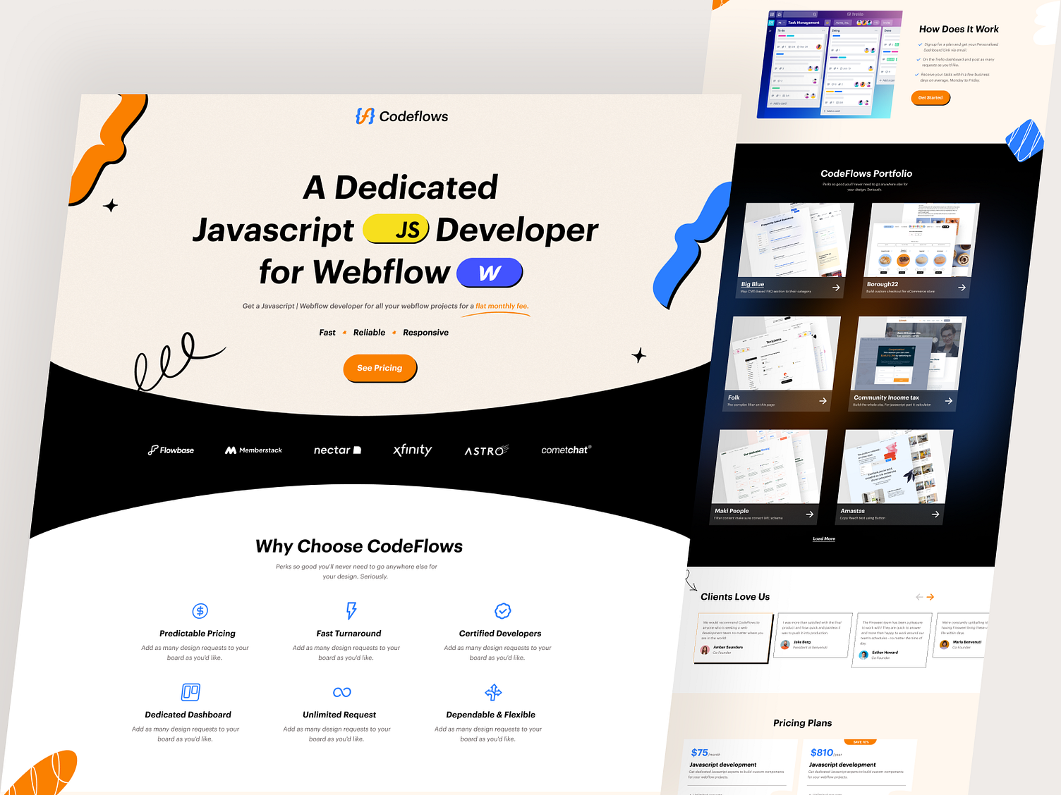Codeflows - A Portfolio Landing | Webflow by RH | Web & Mobile App Design, Landing Pages ...