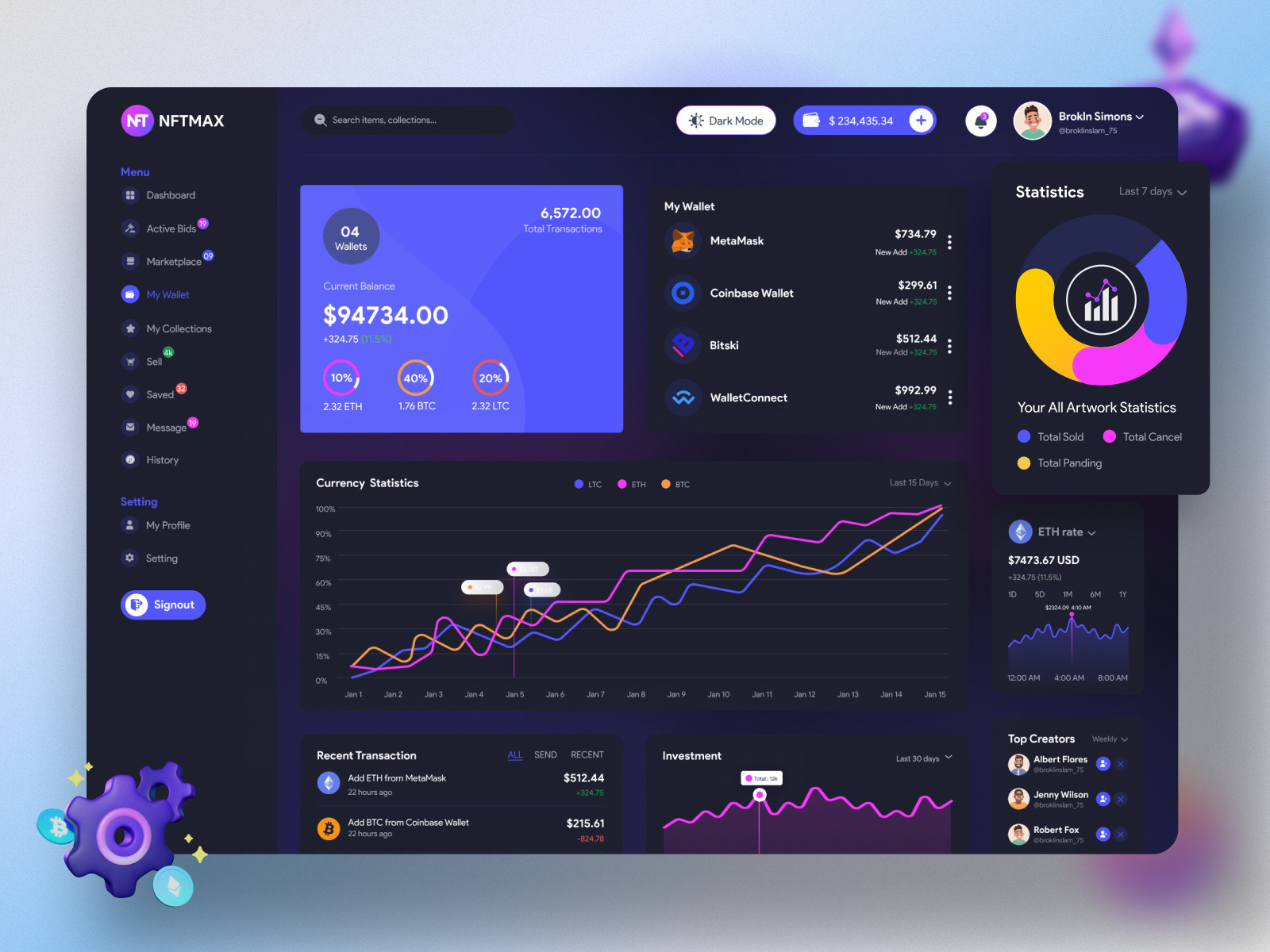 NFT Dashboard Admin Template by QuomodoSoft on Dribbble NFT Dashboard Admin Template by QuomodoSoft on Dribbble