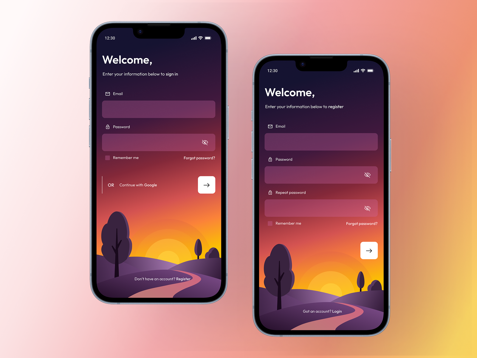 Animated Sunrise Authentication UI by Filip Večeřa on Dribbble
