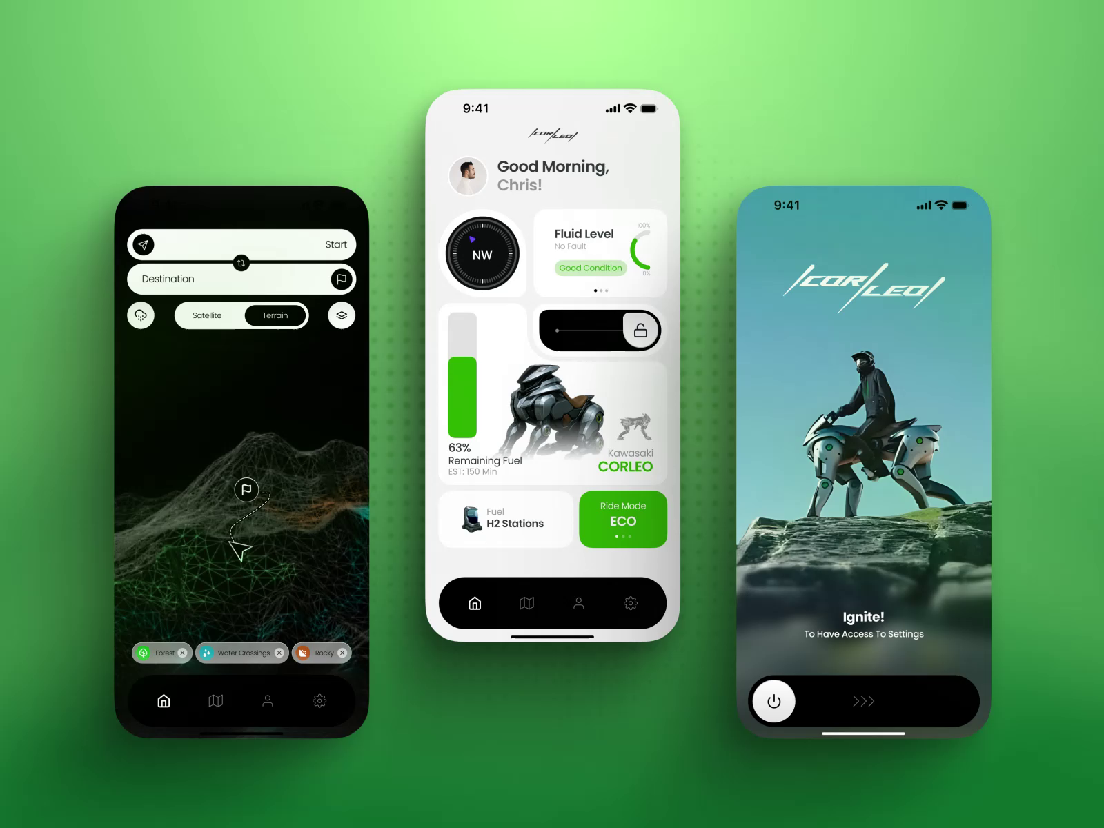 Smart Vehicle Control App UI with 3D Motion – Kawasaki Corleo Co by ...