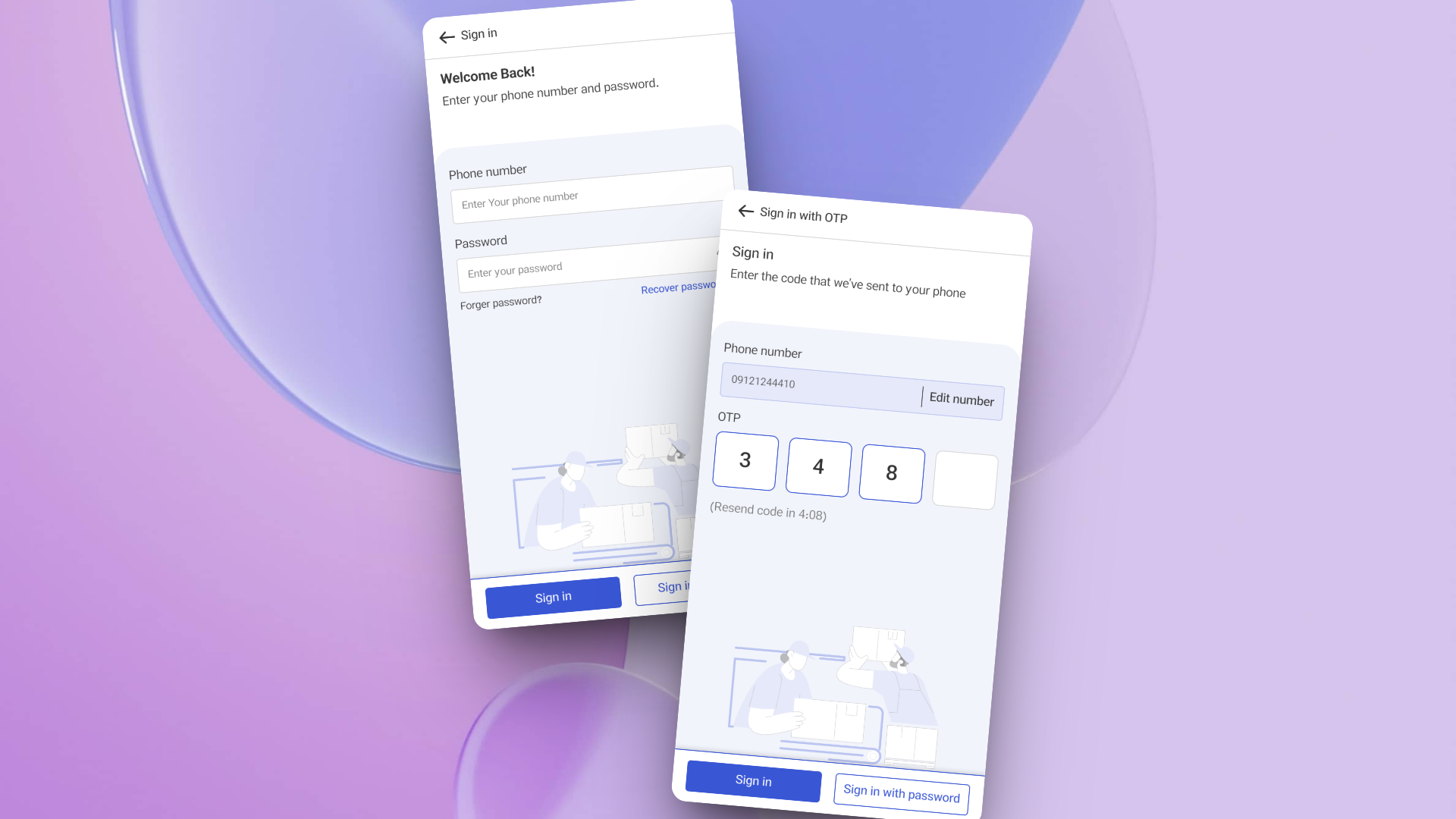 Login Page Design (OTP + Password) by Aida Bayati on Dribbble
