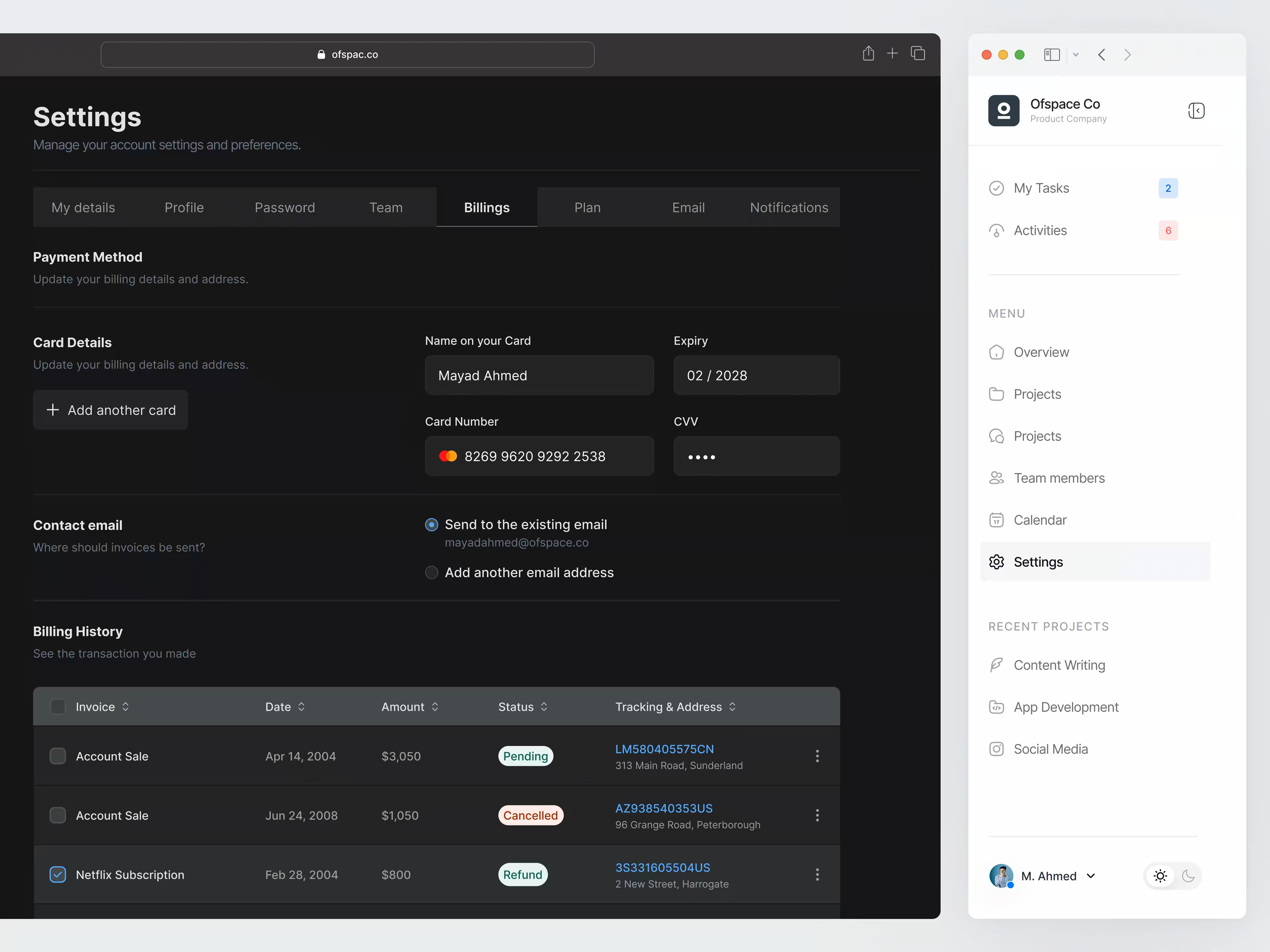 Settings Page (SaaS Product) by Ofspace SaaS on Dribbble
