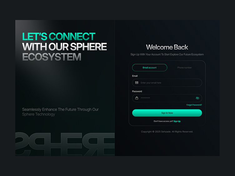 Sphere - Dark Mode Website Login Page by Adam Himawan on Dribbble